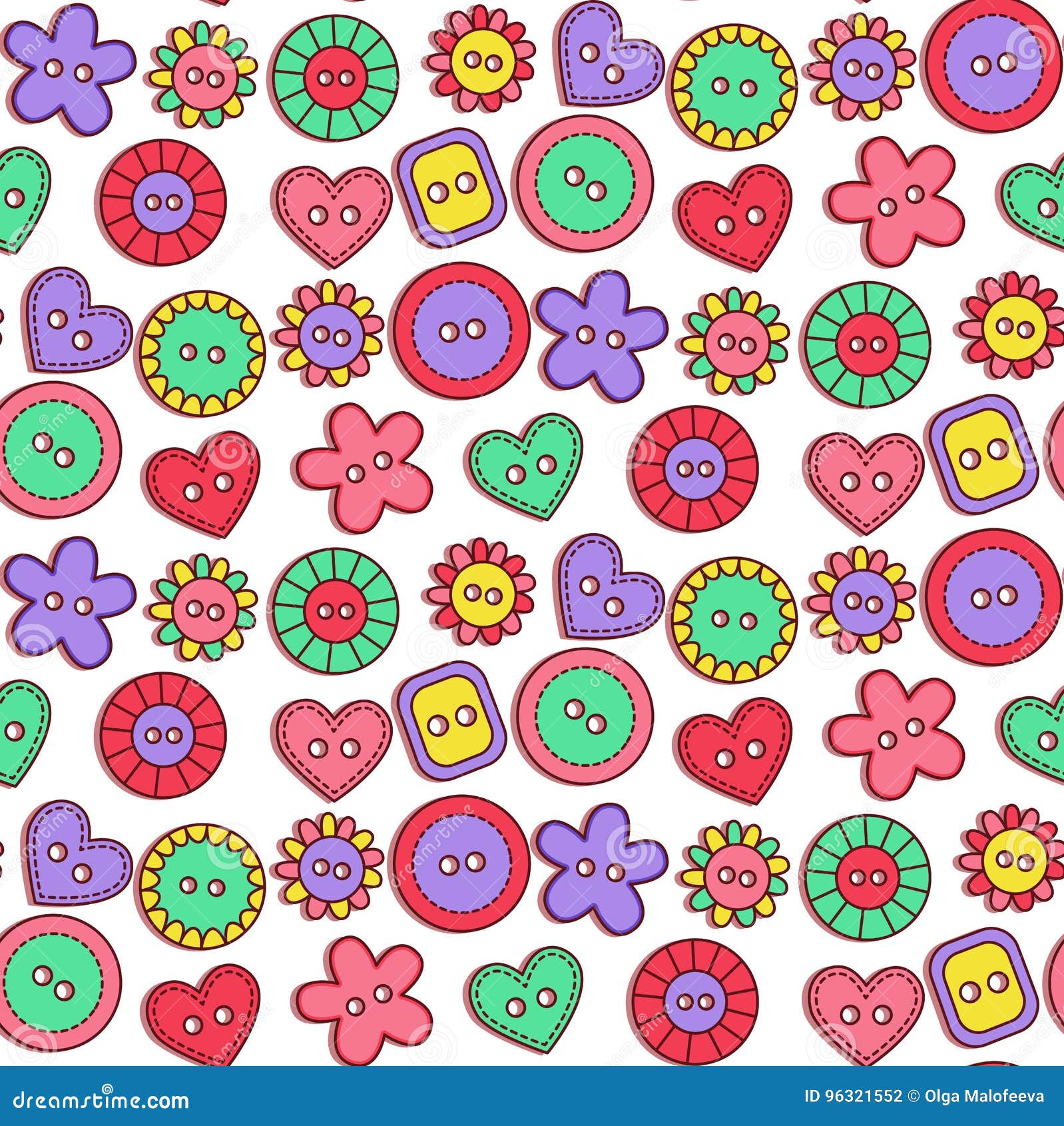 Doodle Cute Buttons Seamless Vector Pattern | CartoonDealer.com #96321552