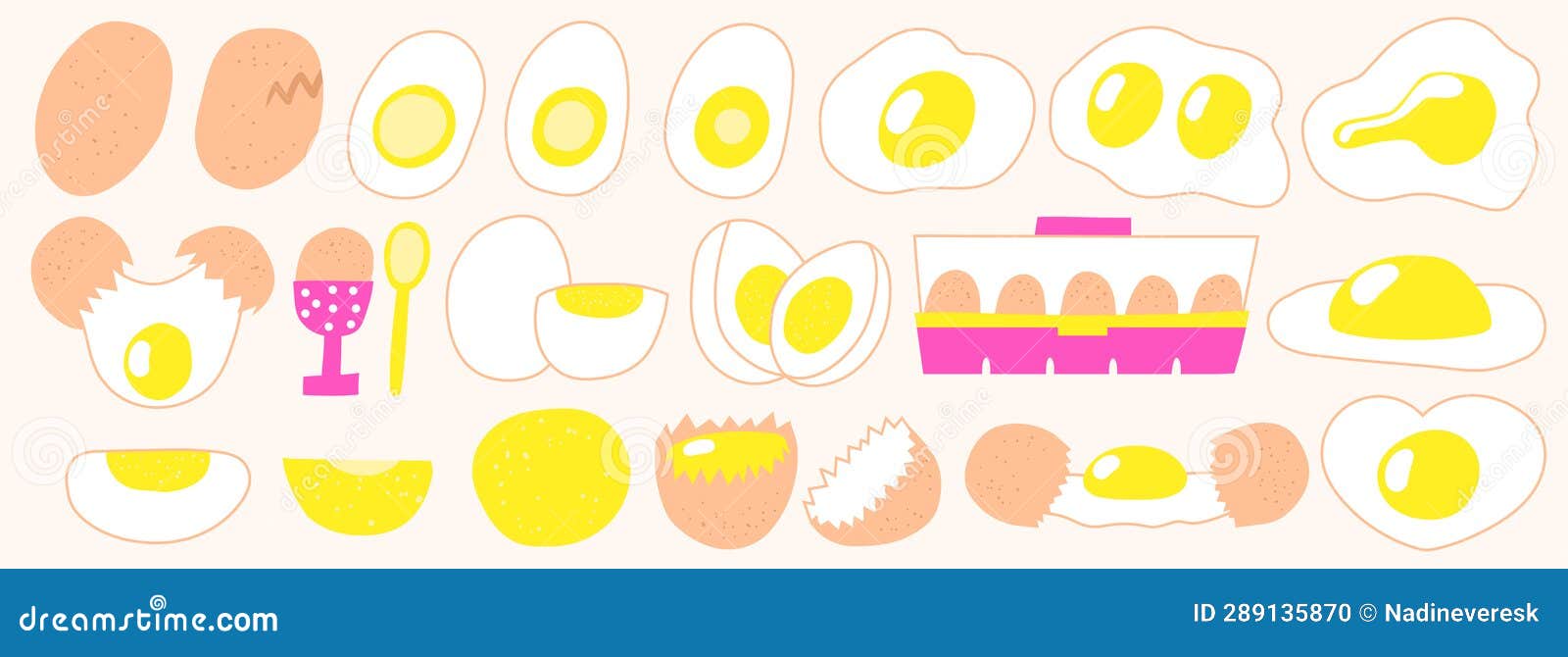 Doodle Cute Eggs Set Vector Illustration | CartoonDealer.com #289135870