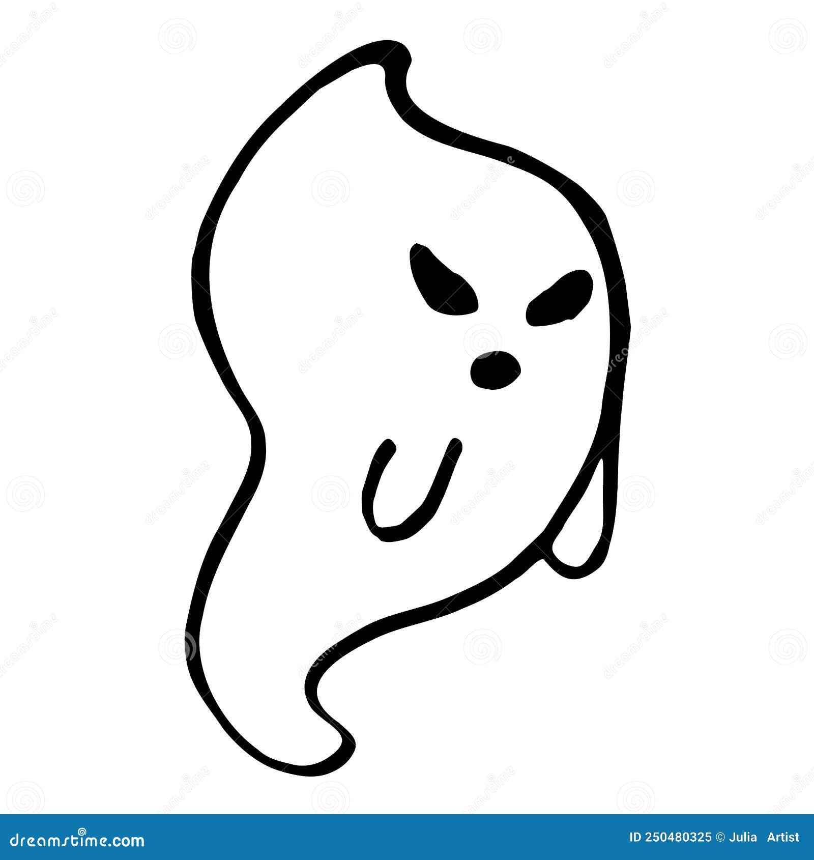 Doodle Cute Ghost. Halloween Print Black on White Stock Vector ...