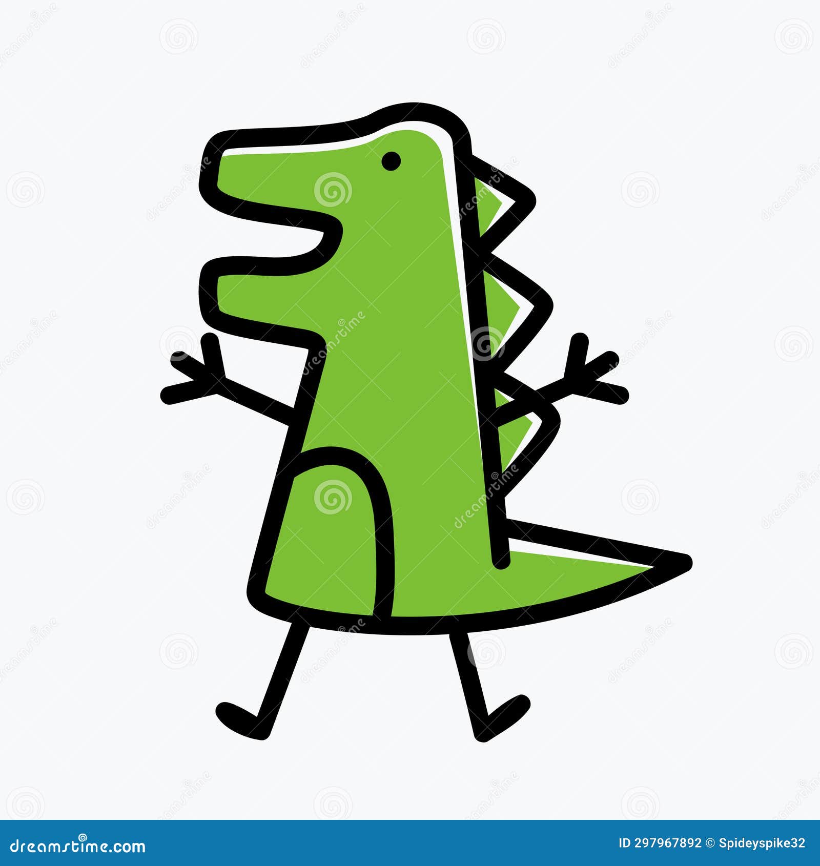Doodle of a Cute Green Monster. Isolated Vector Illustration Stock ...