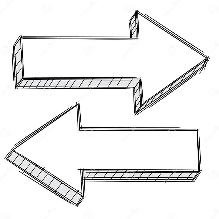 Doodle Da Seta Que Aponta Esquerdo E Direito Ilustração do Vetor ...