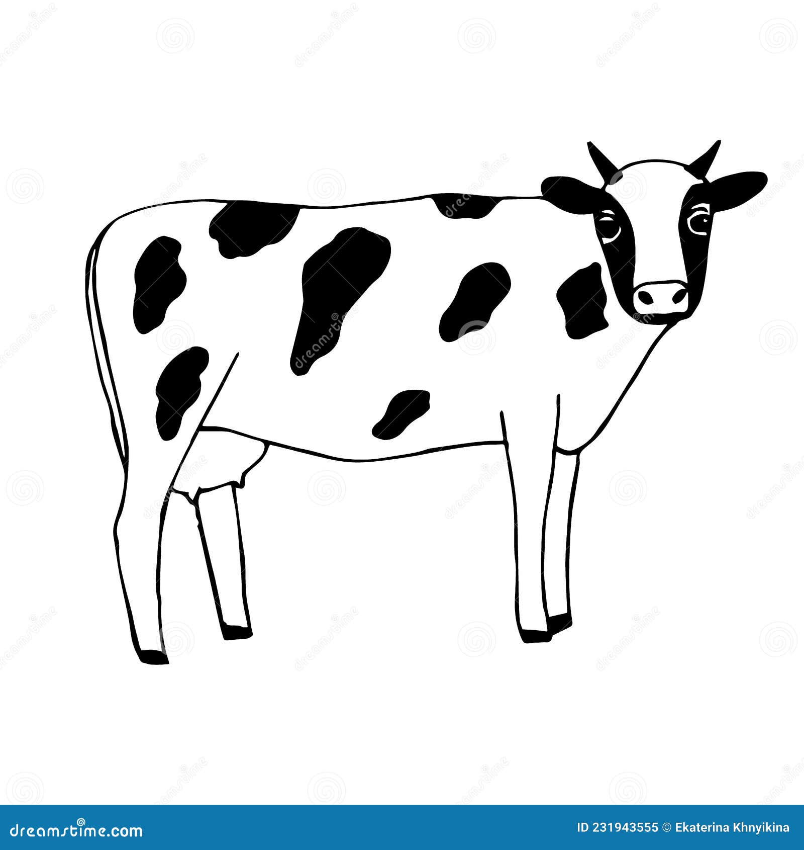 Doodle De Dibujo Manual De Ilustraciones Vectoriales De Vaca ...