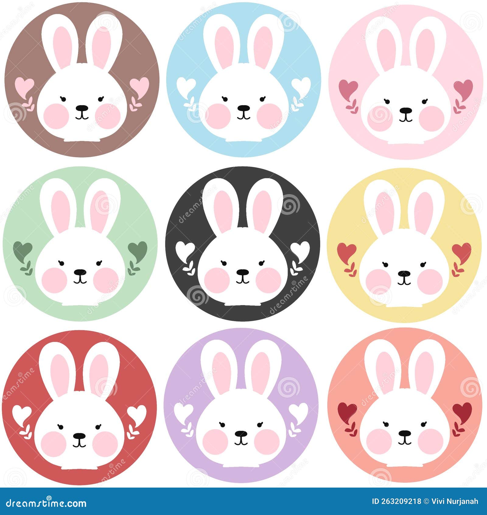 Doodle De Dibujos Animados De Dibujos Animados De Conejo Conjunto De ...