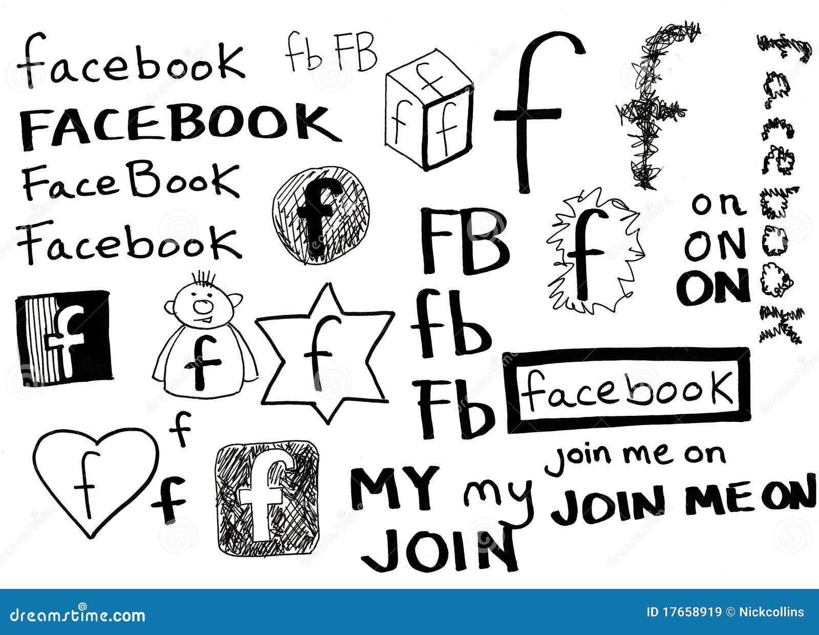 Doodle de Facebook imagen de archivo editorial. Ilustración de icono ...