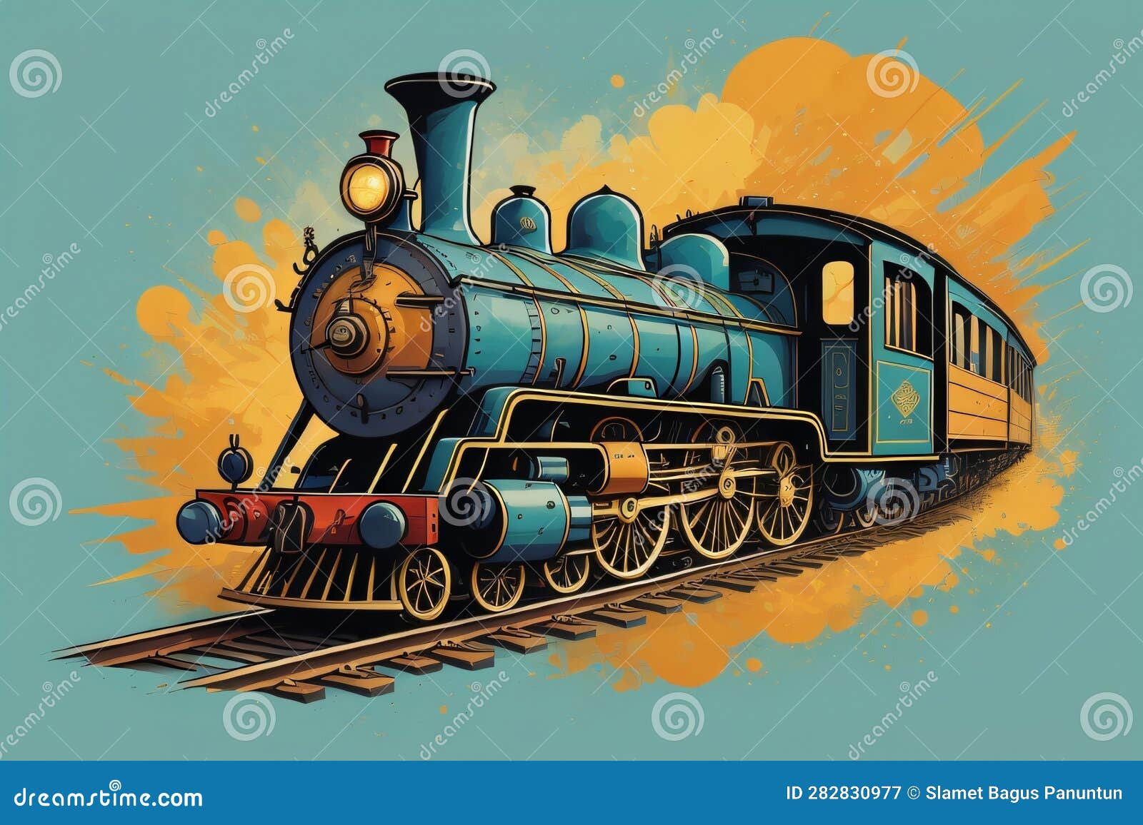 Doodle De Tren Al Estilo Impresionista Stock de ilustración ...