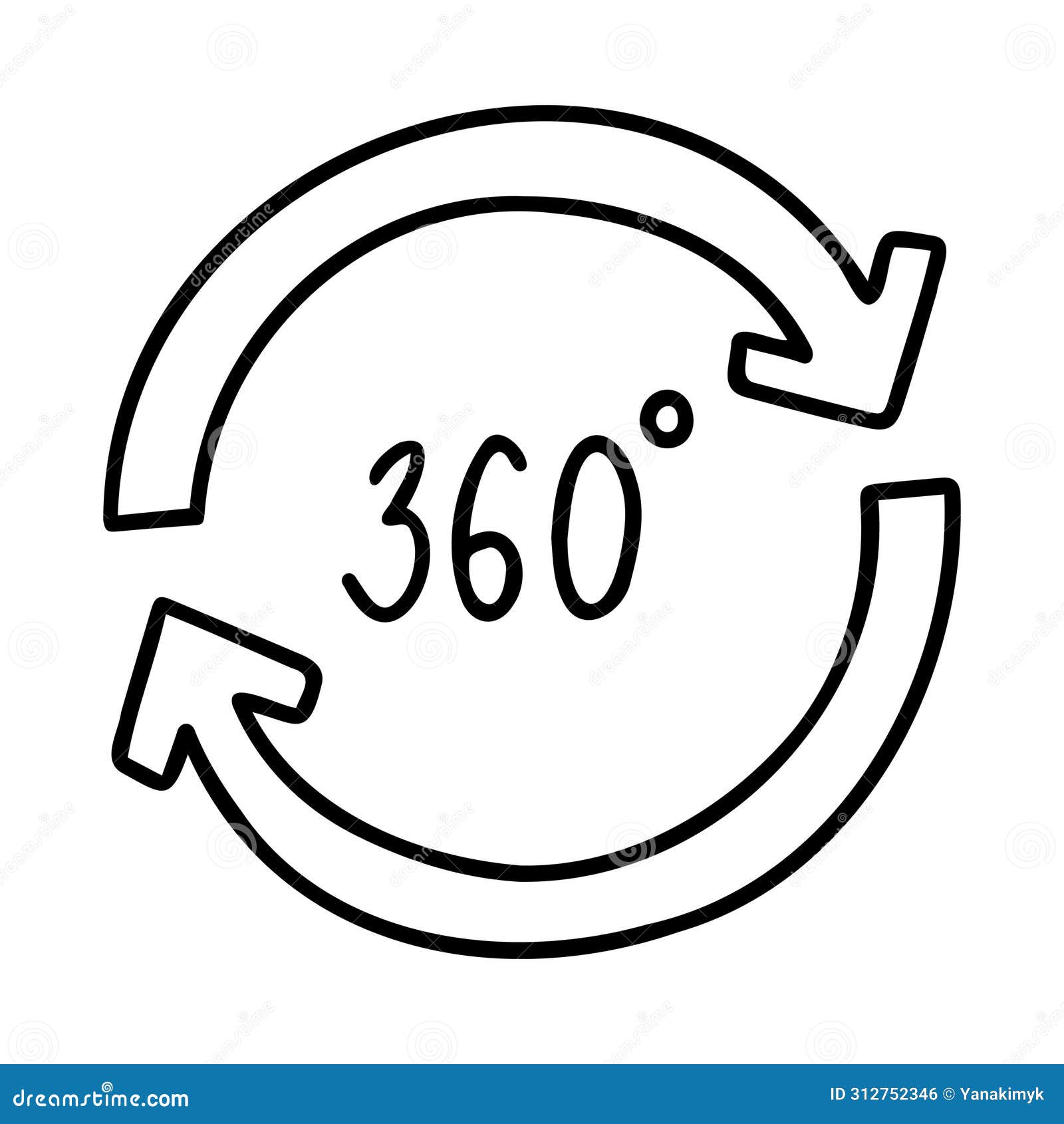 Doodle 360 Degree. Hand Drawn Outline Style Stock Vector - Illustration ...