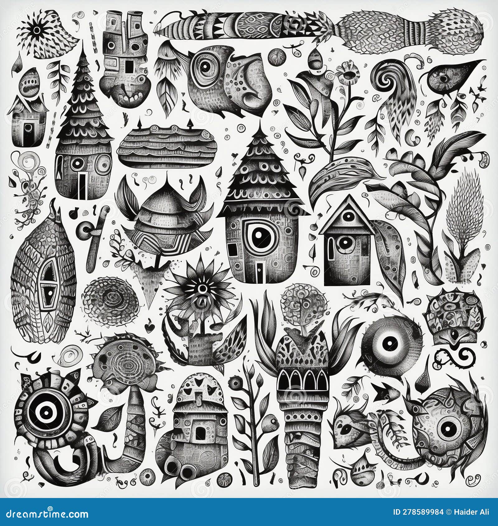 Doodle Design Elements Set. AI Stock Illustration - Illustration of ...