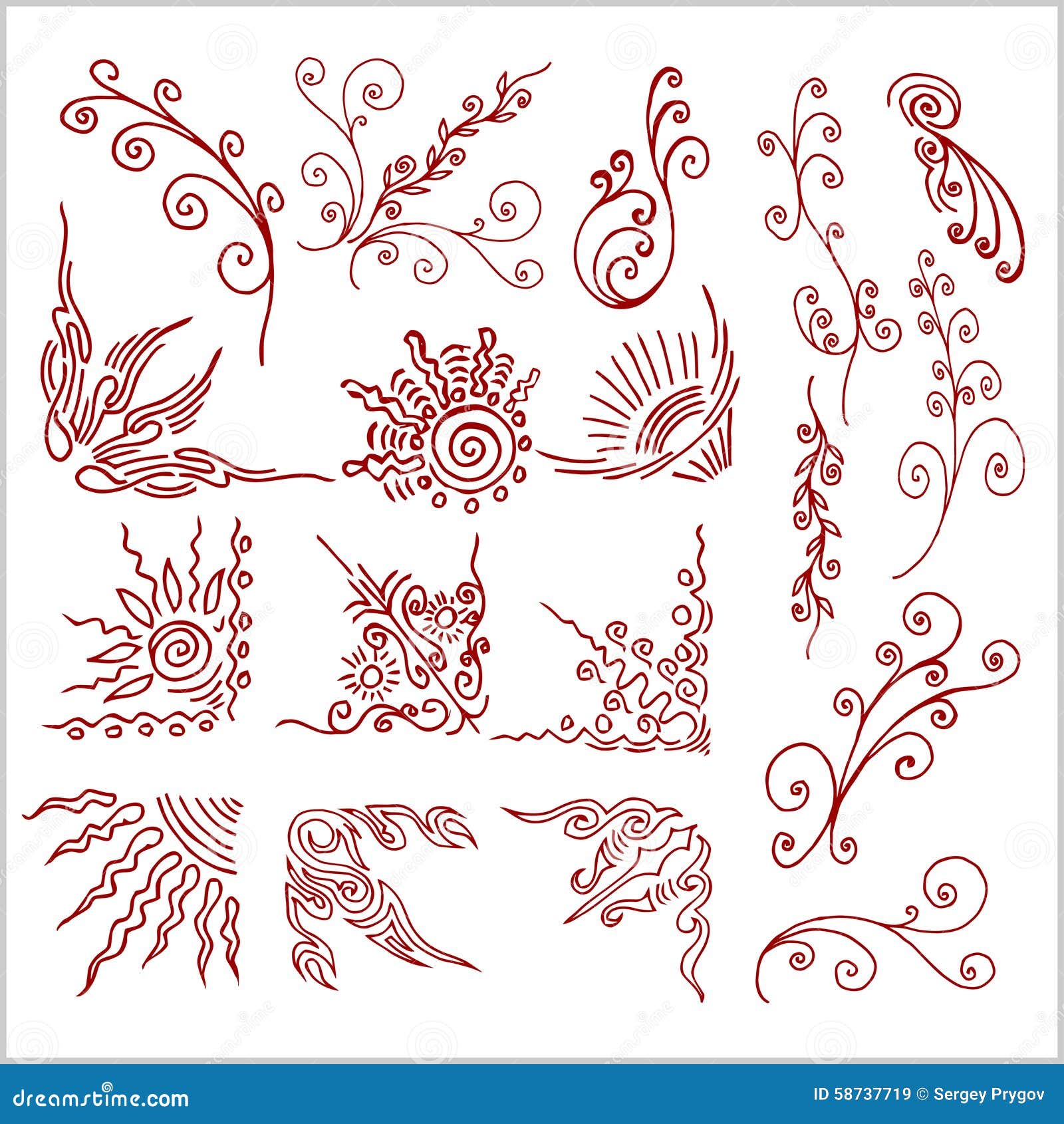 Doodle design elements set stock vector. Illustration of elegance ...