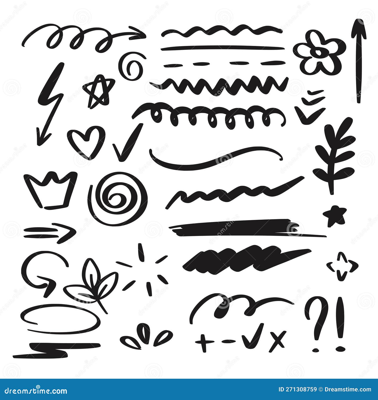 Doodle Design Elements Vector Collection Stock Vector - Illustration of ...