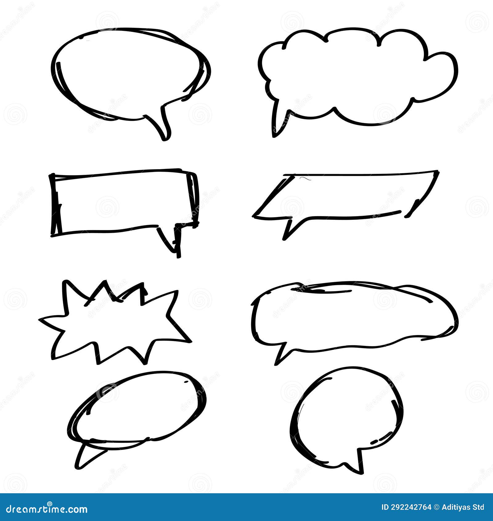 Doodle Dialogue Text Balloon Stock Illustration - Illustration of ...