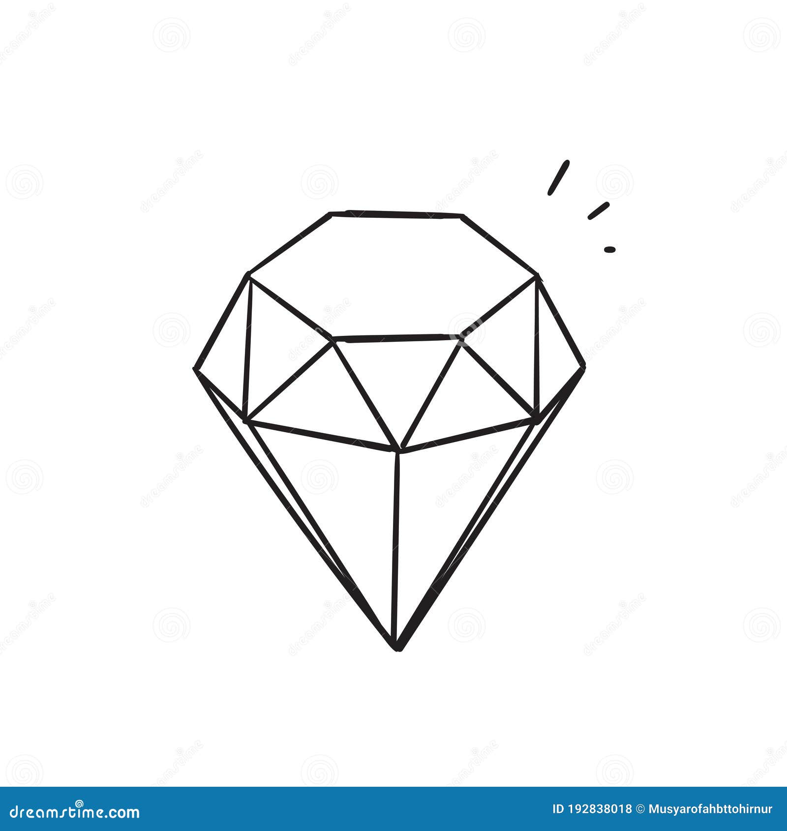 Doodle Diamond Illustration Vector Isolated with Drawing Style Stock ...