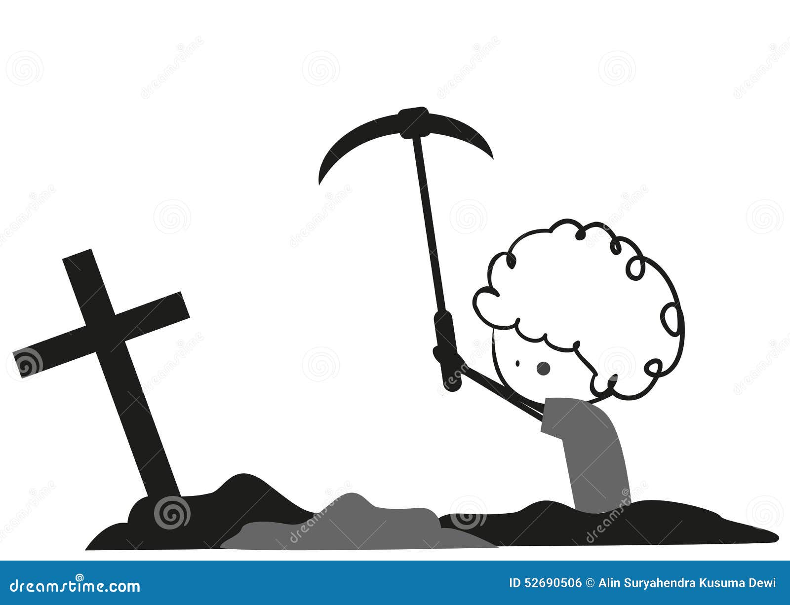 Doodle digging graves stock vector. Illustration of ditch - 52690506