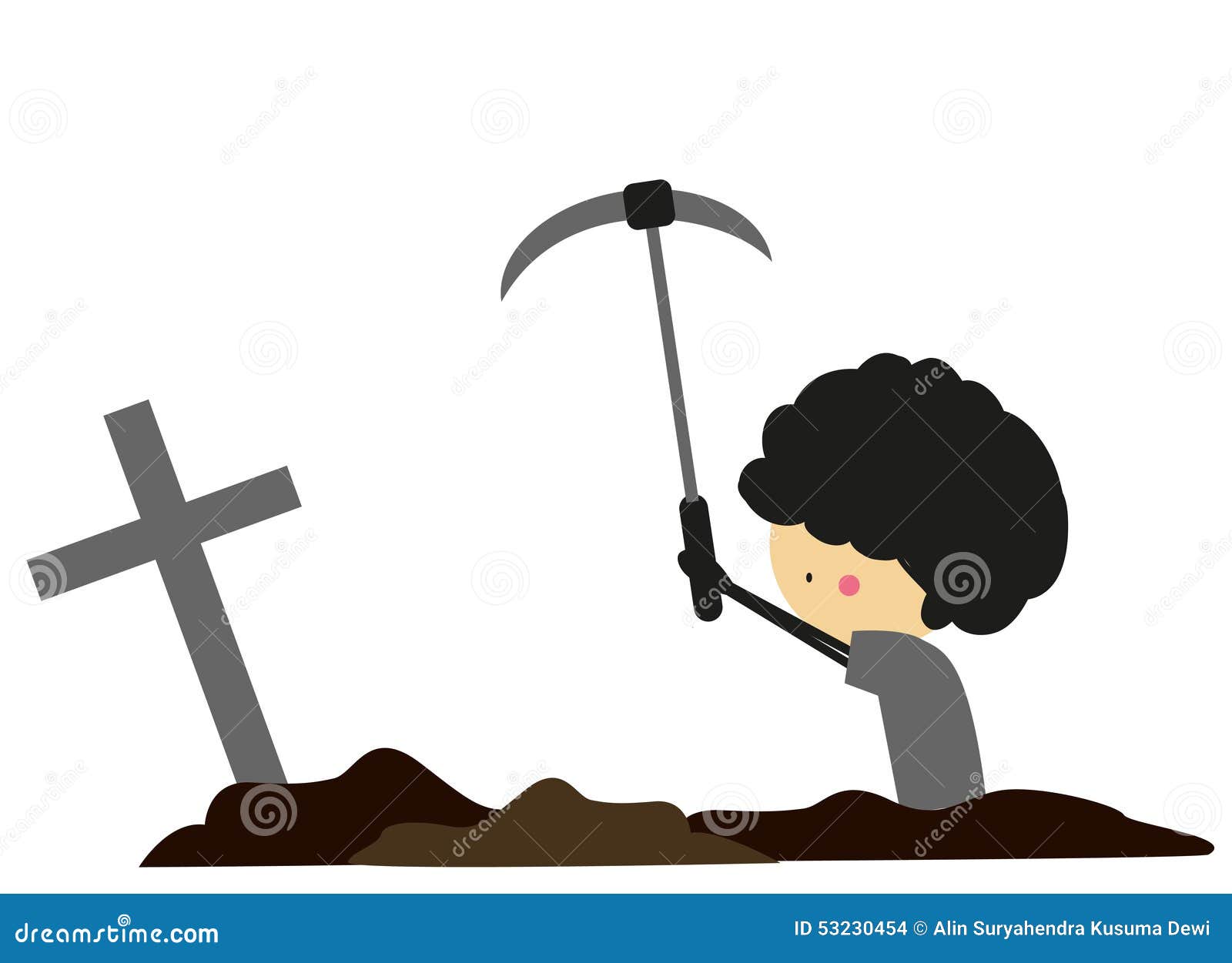 Doodle Digging Graves - Full Color Stock Vector - Illustration of ...
