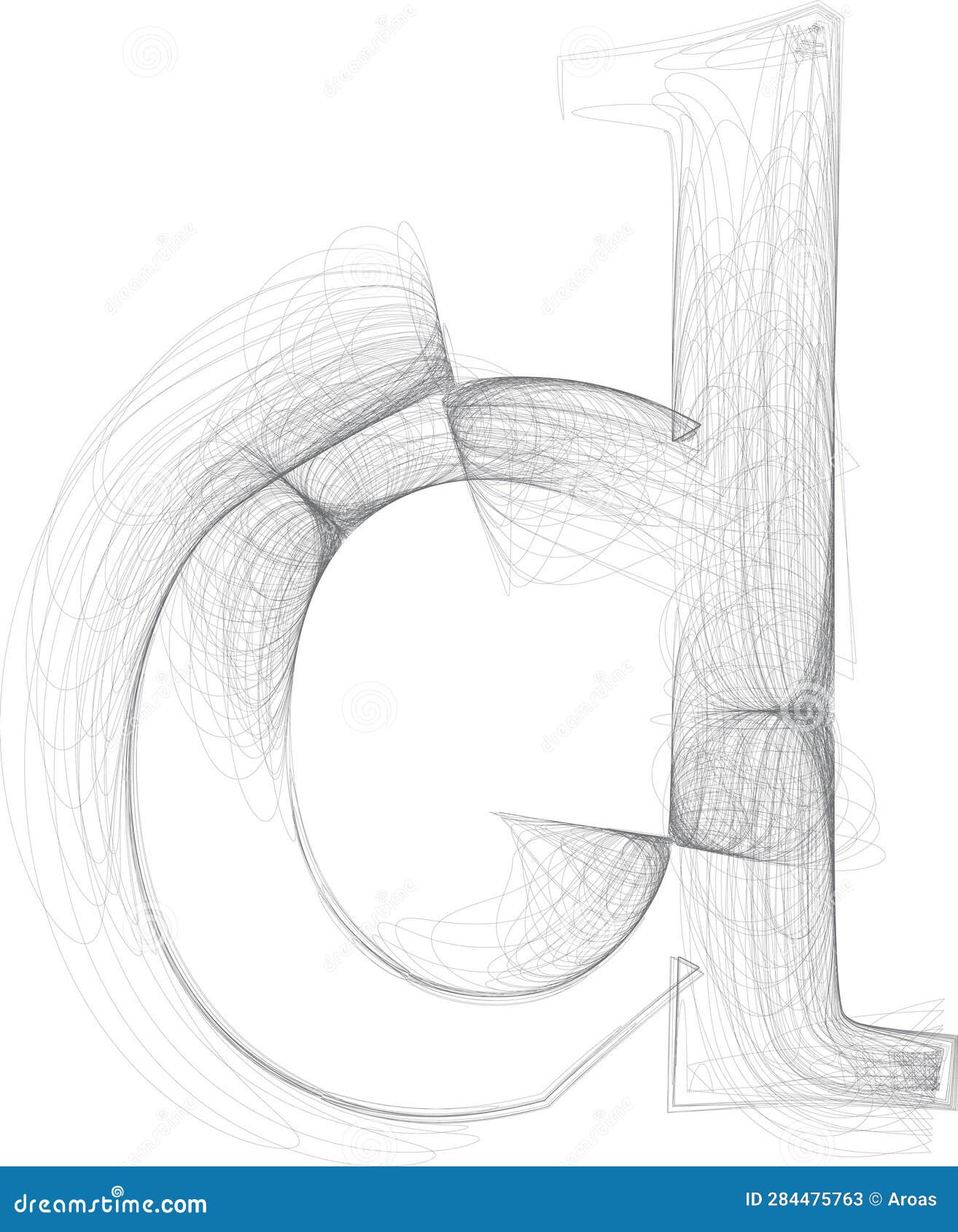 Doodle Digital Drawn Sketch Letter D Stock Vector - Illustration of ...