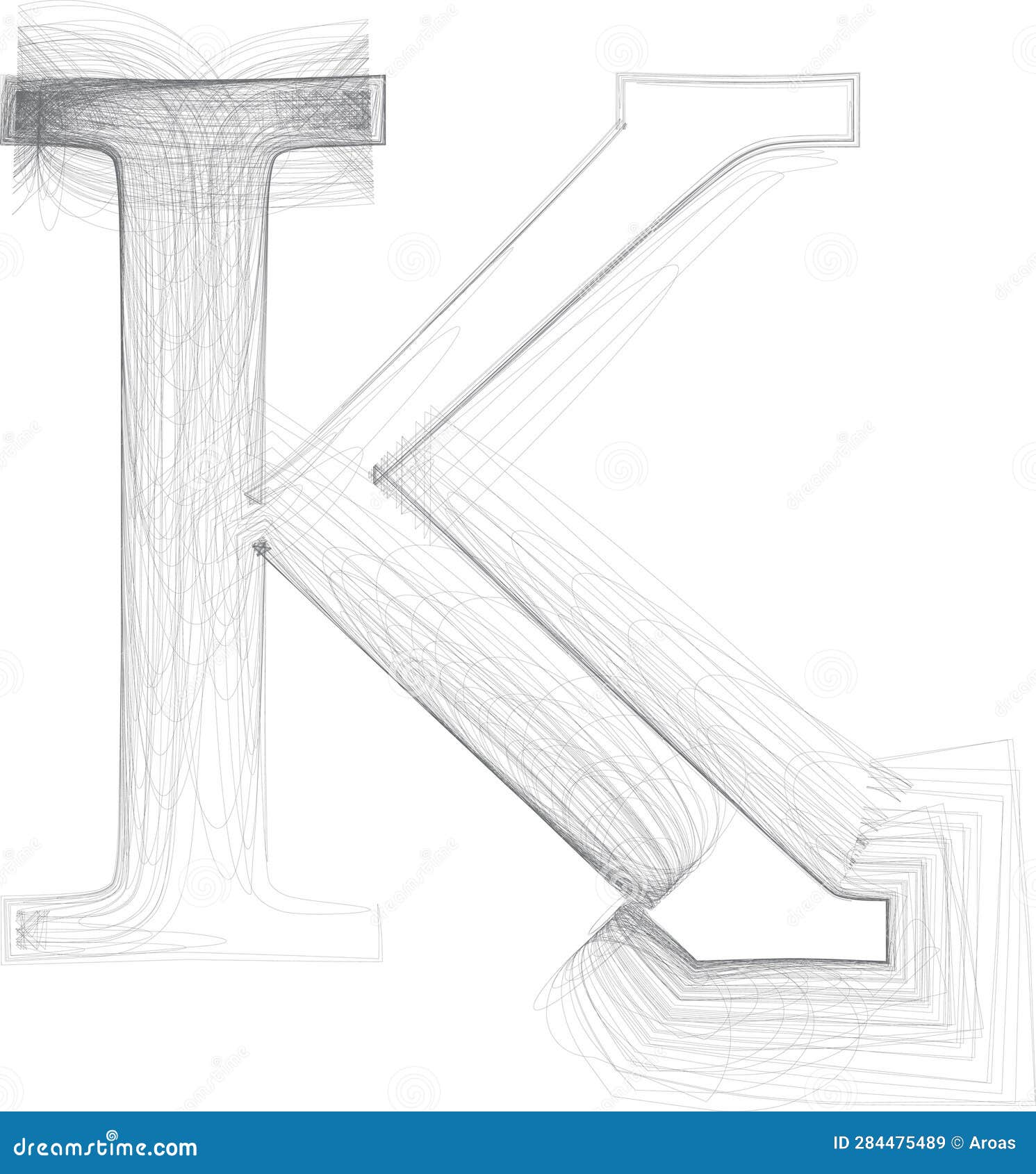 Doodle Digital Drawn Sketch LETTER K Stock Vector - Illustration of ...