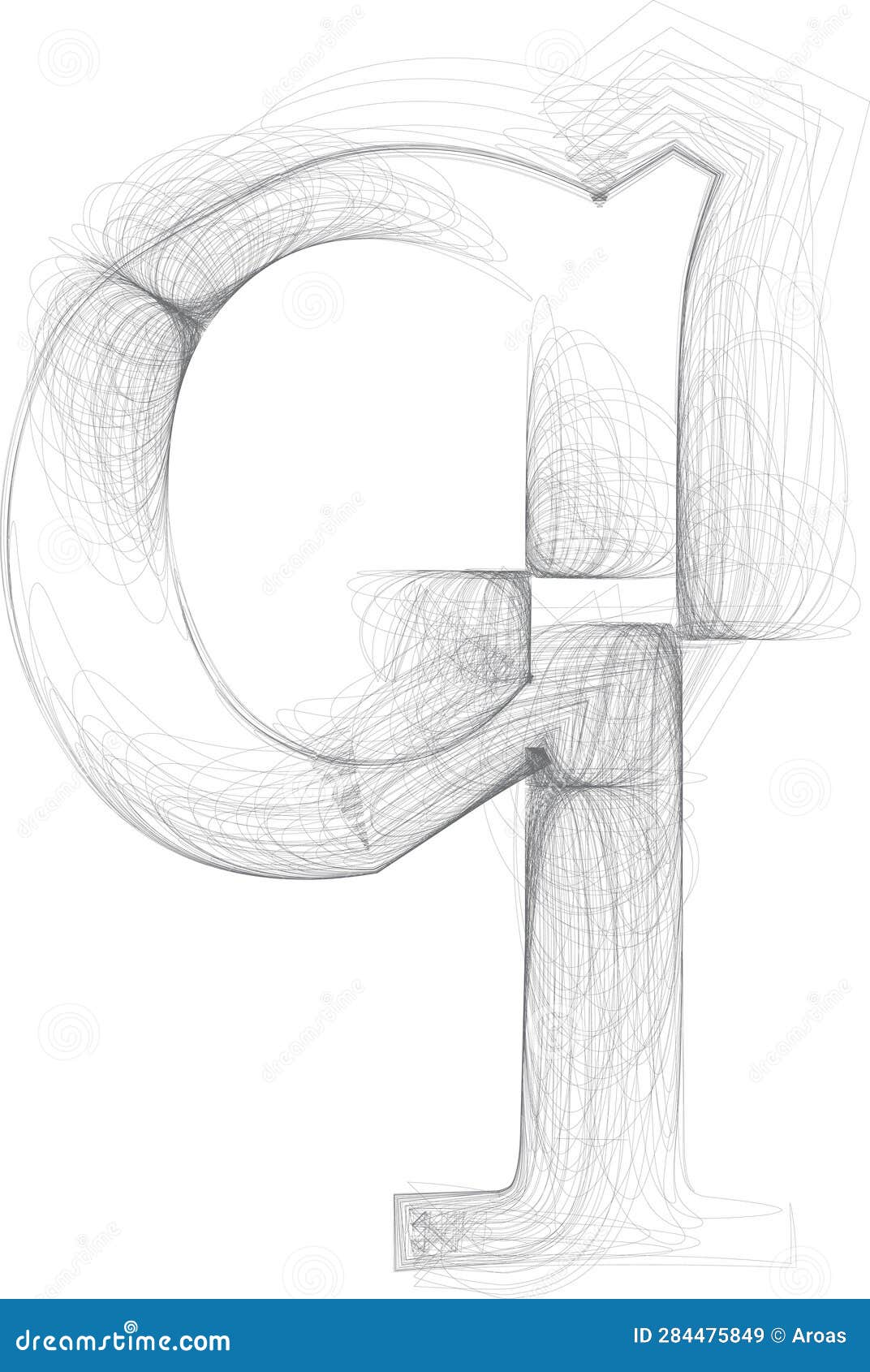 Doodle Digital Drawn Sketch Letter Q Stock Vector - Illustration of ...