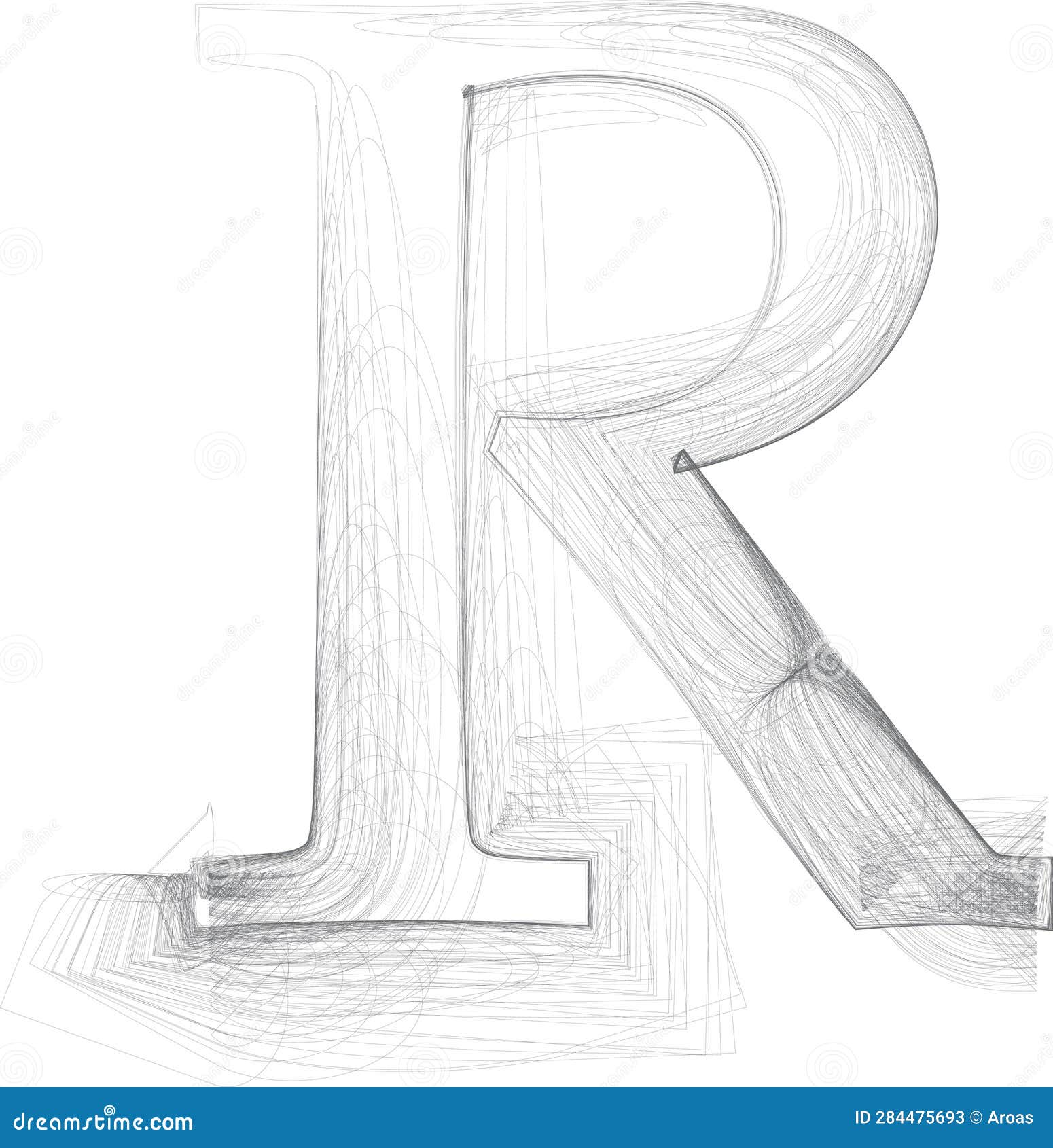 Doodle Digital Drawn Sketch LETTER R Stock Vector - Illustration of ...