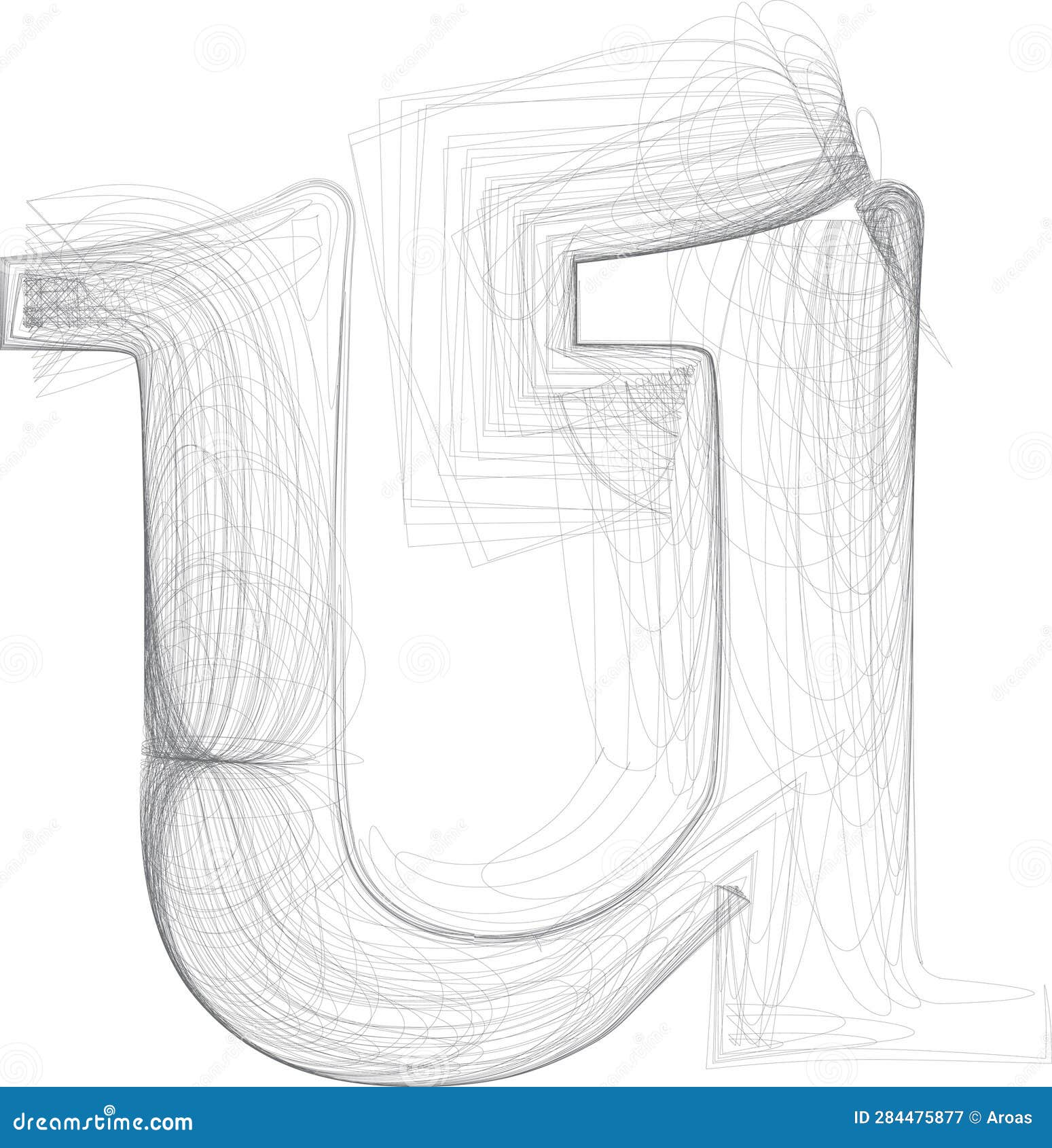 Doodle Digital Drawn Sketch Letter U Stock Vector - Illustration of ...