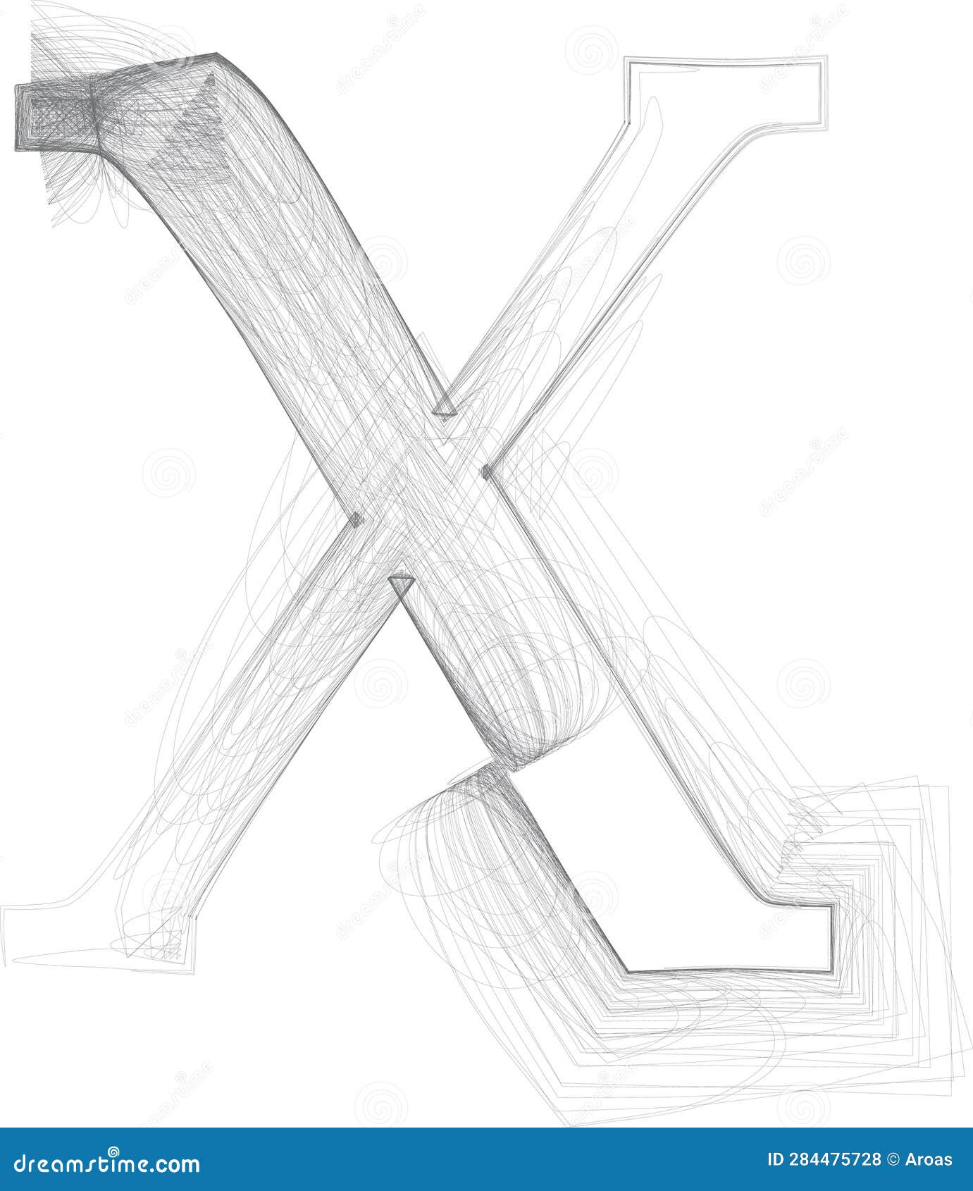 Doodle Digital Drawn Sketch LETTER X Stock Vector - Illustration of ...