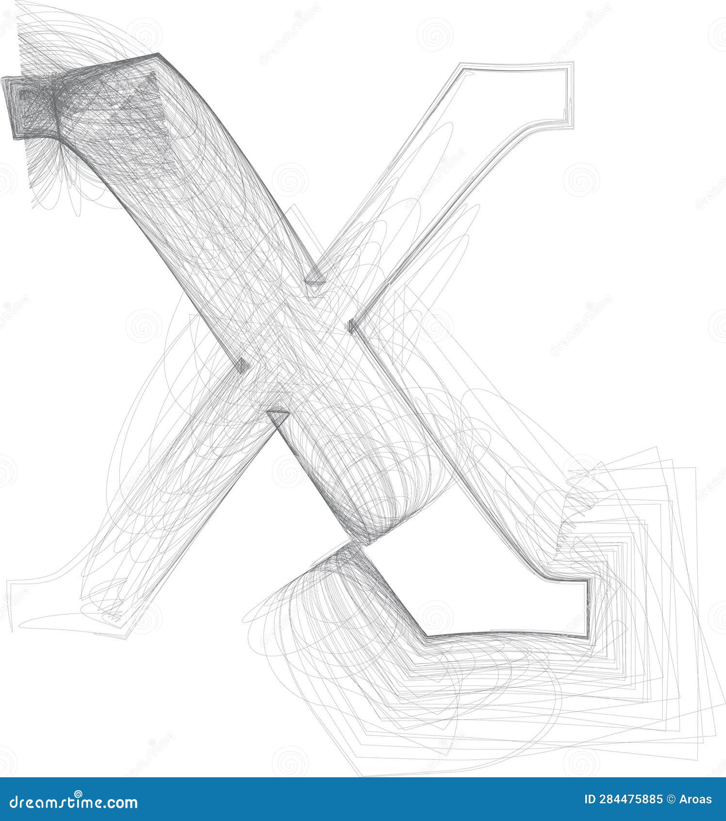 Doodle Digital Drawn Sketch Letter X Stock Vector - Illustration of ...