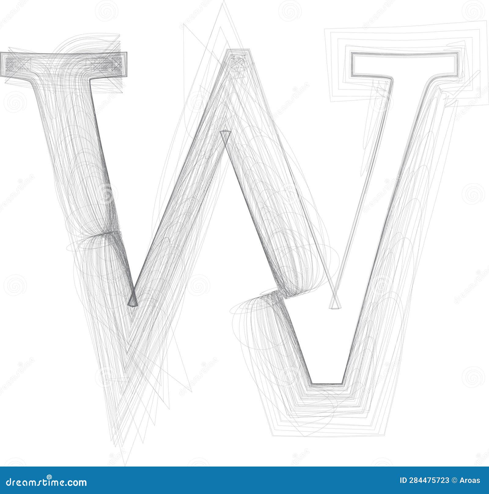 Doodle Digital Drawn Sketch LETTER W Stock Vector - Illustration of ...