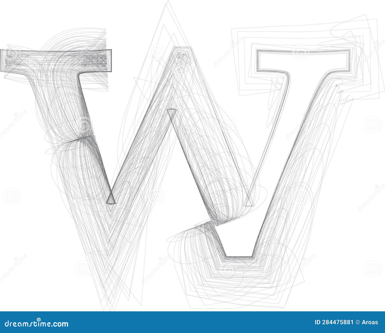 Doodle Digital Drawn Sketch Letter W Stock Vector - Illustration of ...