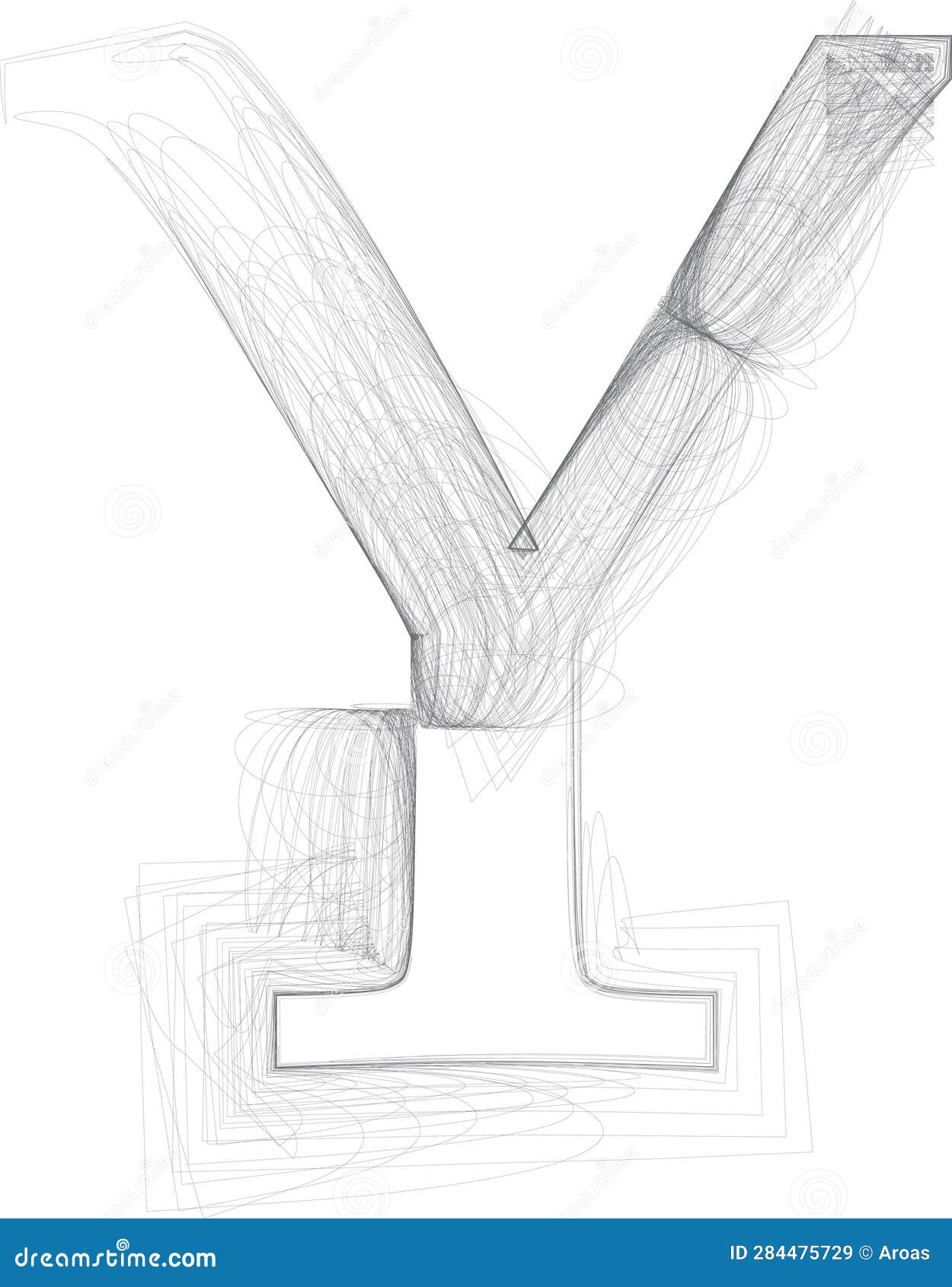 Doodle Digital Drawn Sketch LETTER Y Stock Vector - Illustration of ...