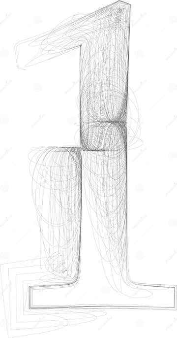 Doodle Digital Drawn Sketch NUMBER 1 Stock Vector - Illustration of ...