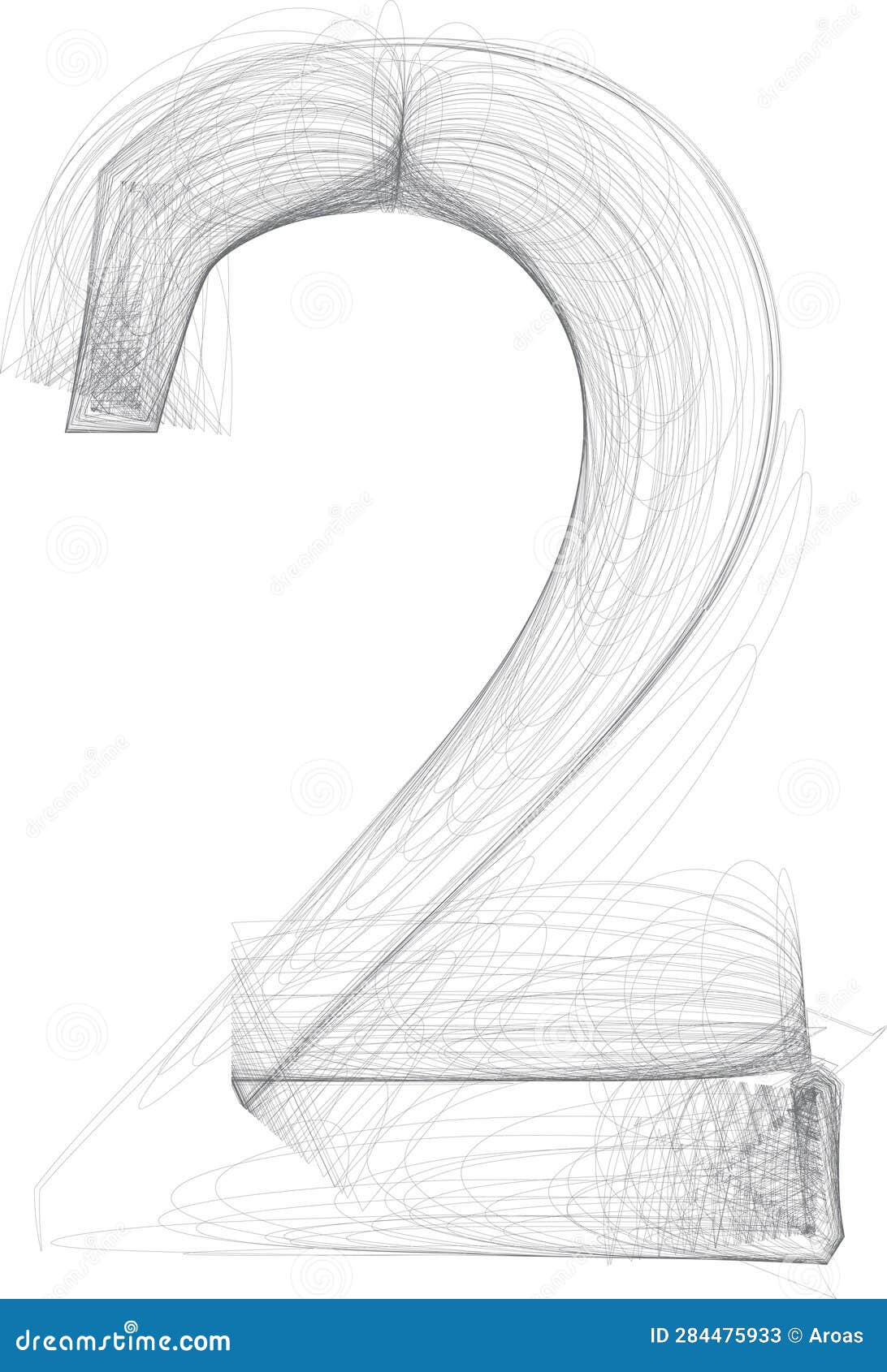 Doodle Digital Drawn Sketch NUMBER 2 Stock Vector - Illustration of ...