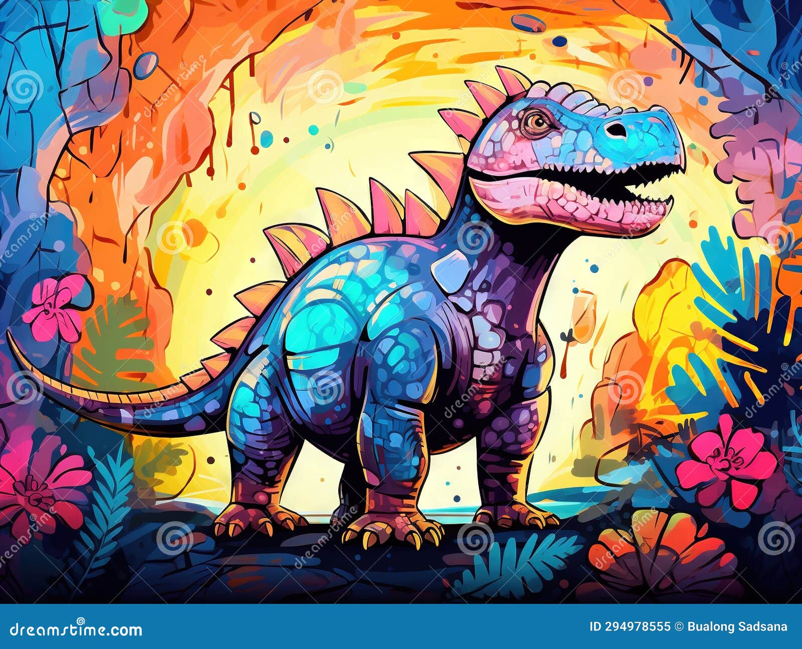 Doodle Dinosaur stock illustration. Illustration of tools - 294978555