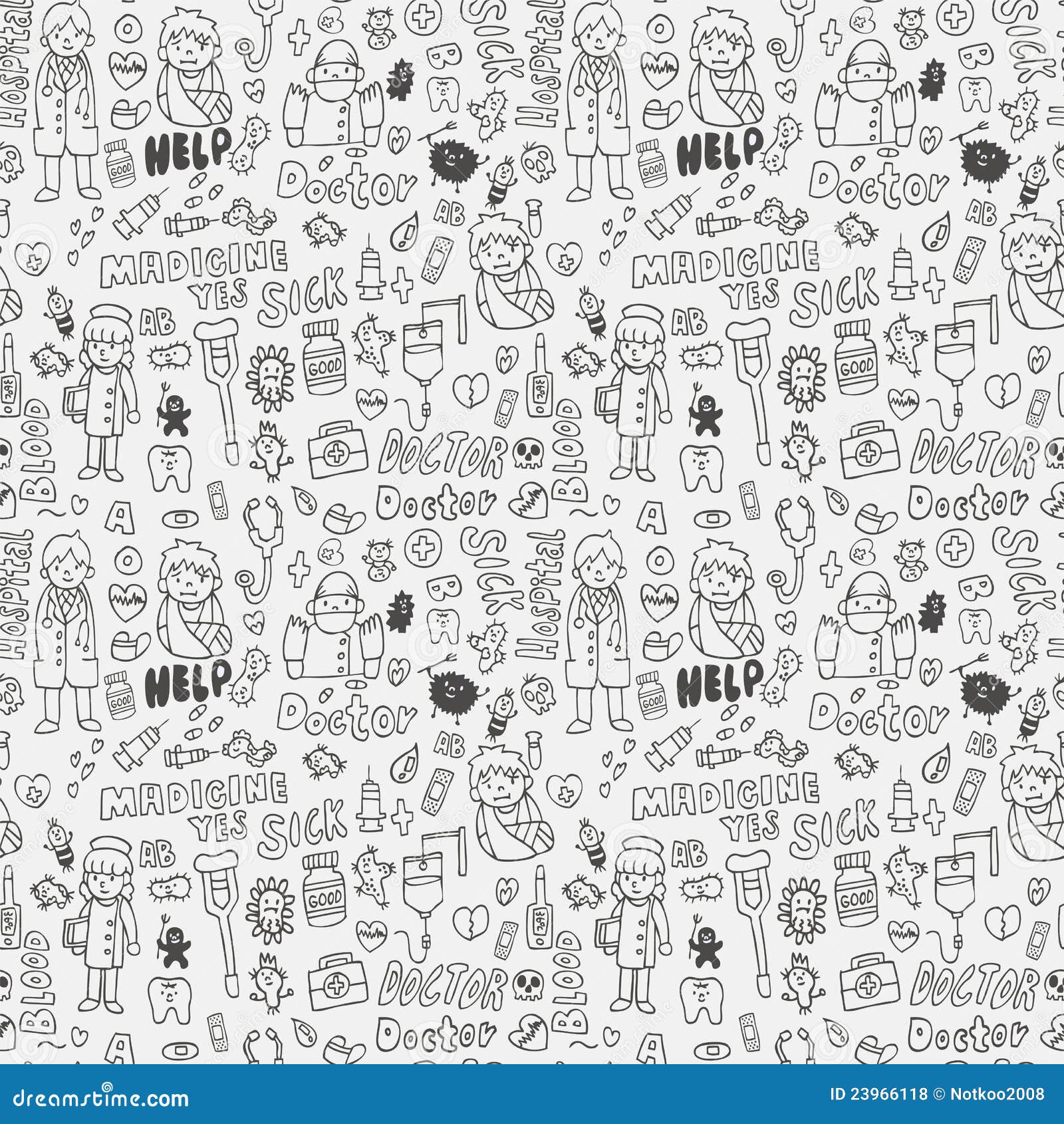 Doodle Doctor Element Seamless Pattern Royalty Free Stock Photos ...