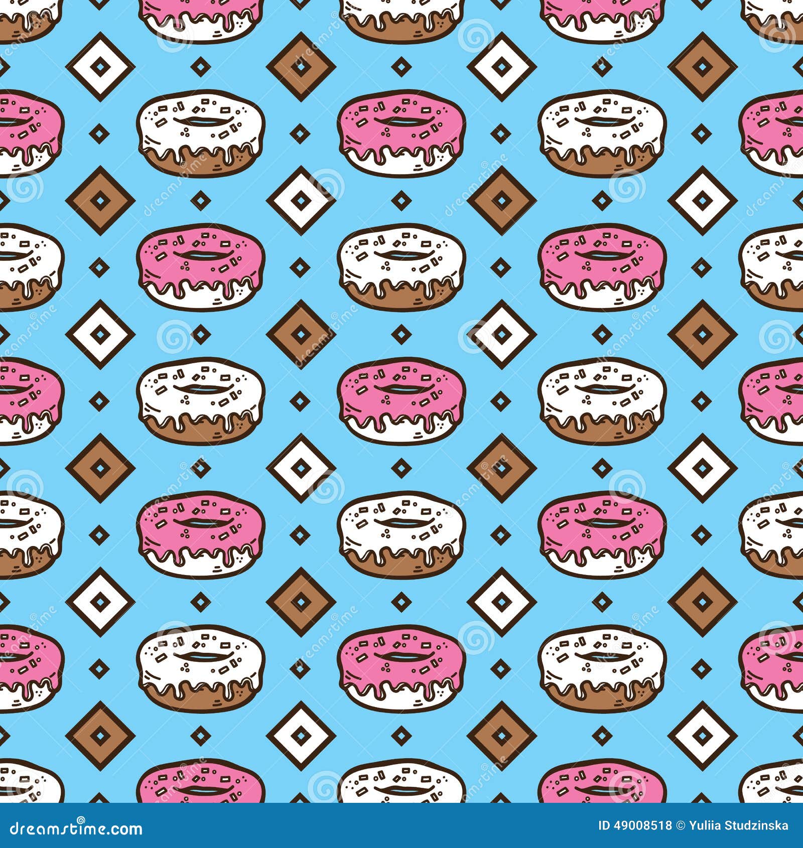 Doodle donuts pattern. stock vector. Illustration of doughnut - 49008518