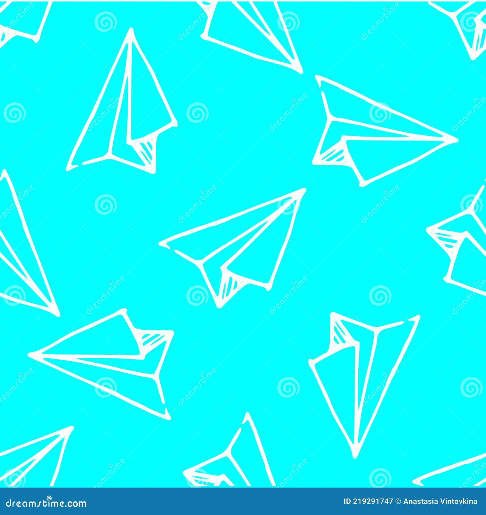 Vector Seamless Pattern of a Paper Airplane on a Blue Sky Background. a ...