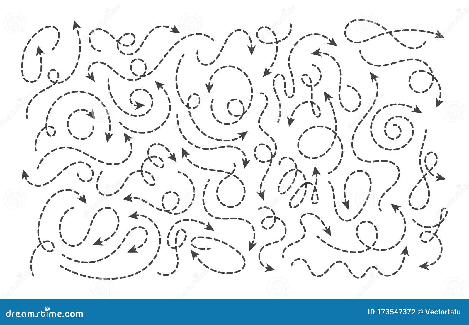 Doodle dot line arrows stock vector. Illustration of line - 173547372