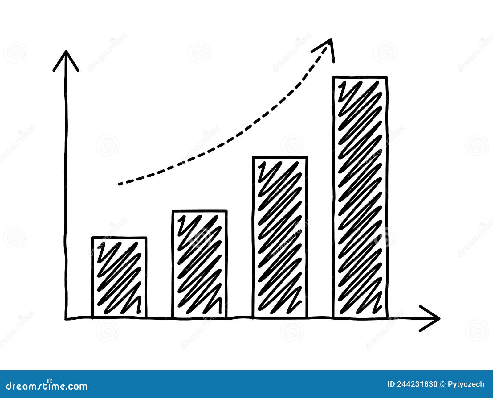 Doodle Drawing Growth Bar Chart Stock Vector - Illustration of grow ...