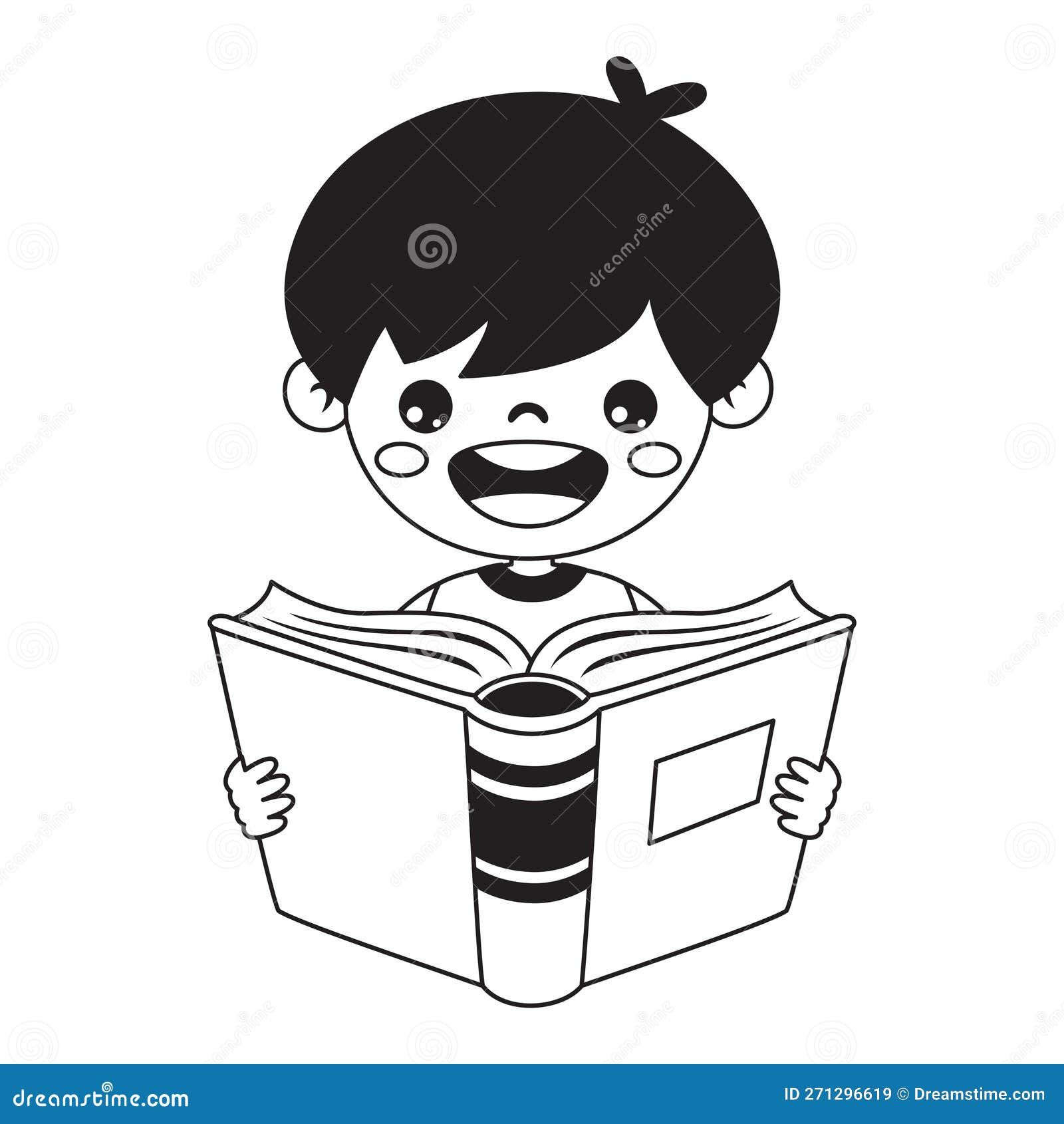 Doodle Drawing of Kid Reading Book Stock Vector - Illustration of ...