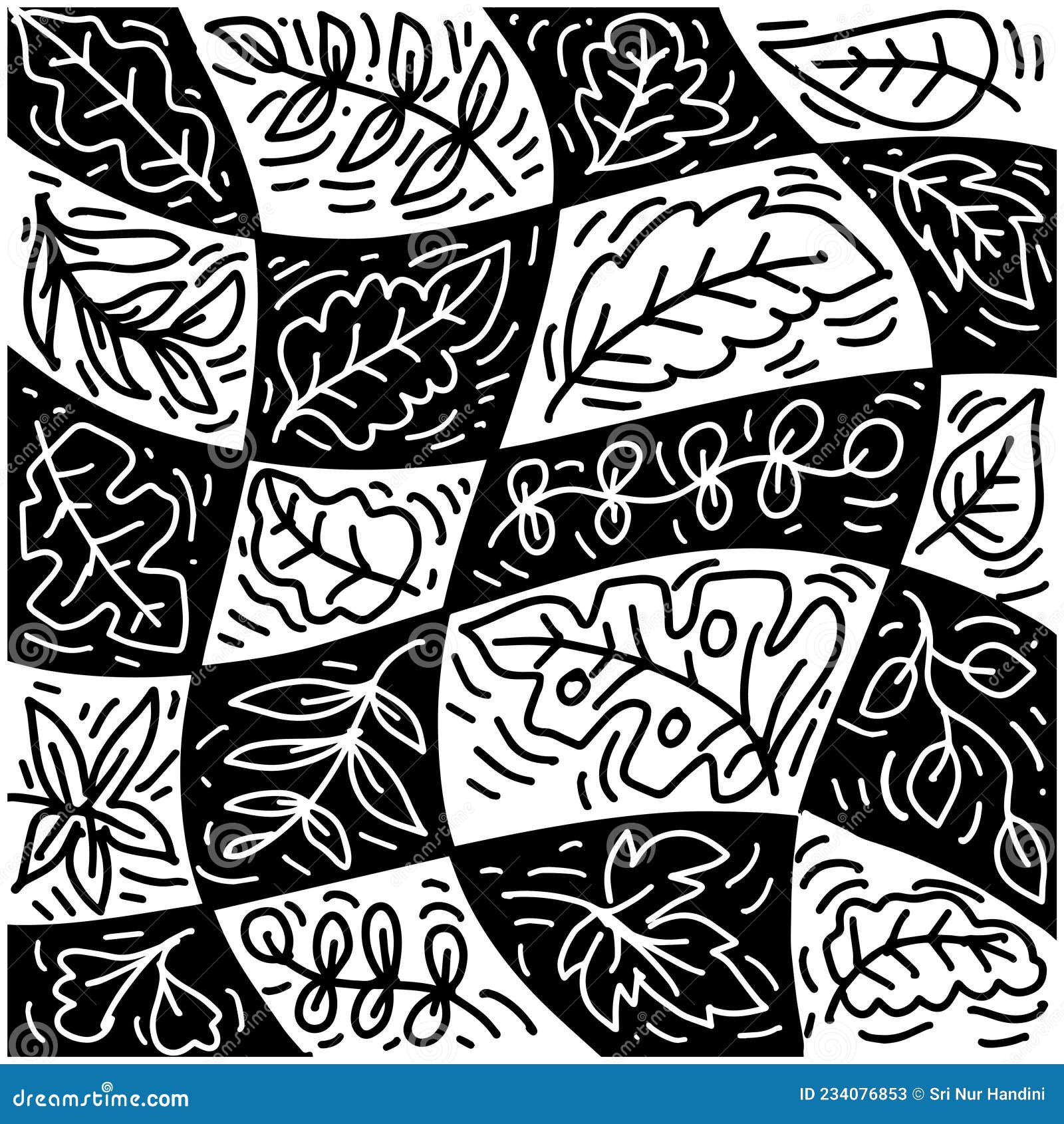 Doodle Drawing Leaves Lines Background Stock Vector - Illustration of ...