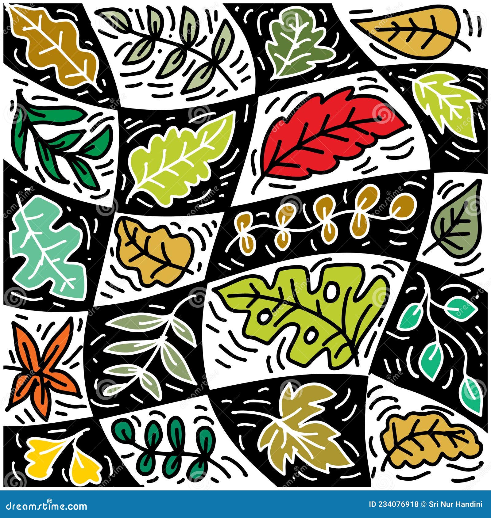 Doodle Drawing Leaves Lines Background Stock Vector - Illustration of ...