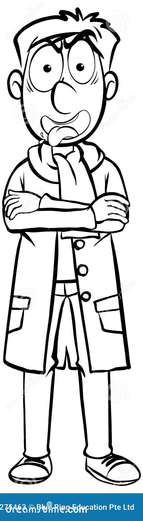 Doodle Drawing of Man Standing on White Background Stock Vector ...