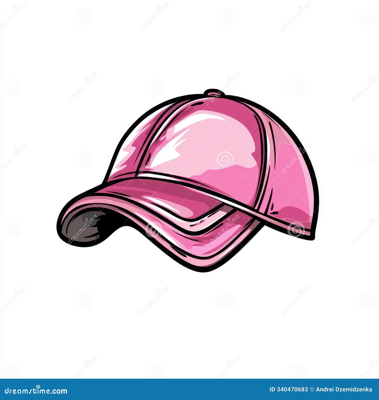 Doodle Drawing of a Pink Hat Wearing a Snapback Cap Backwards Modern ...