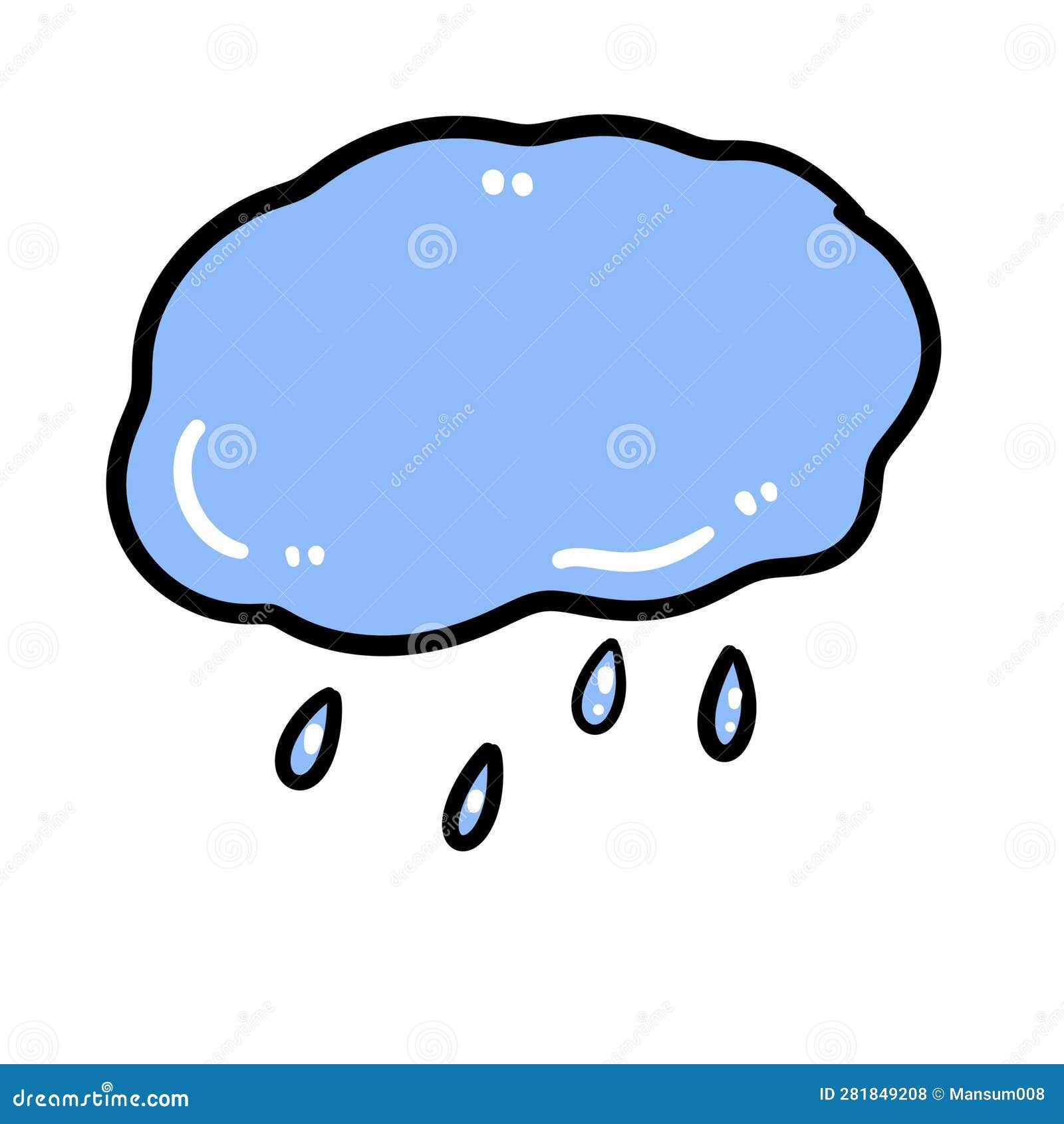 Doodle Drawing of a Rain Cloud Stock Illustration - Illustration of ...