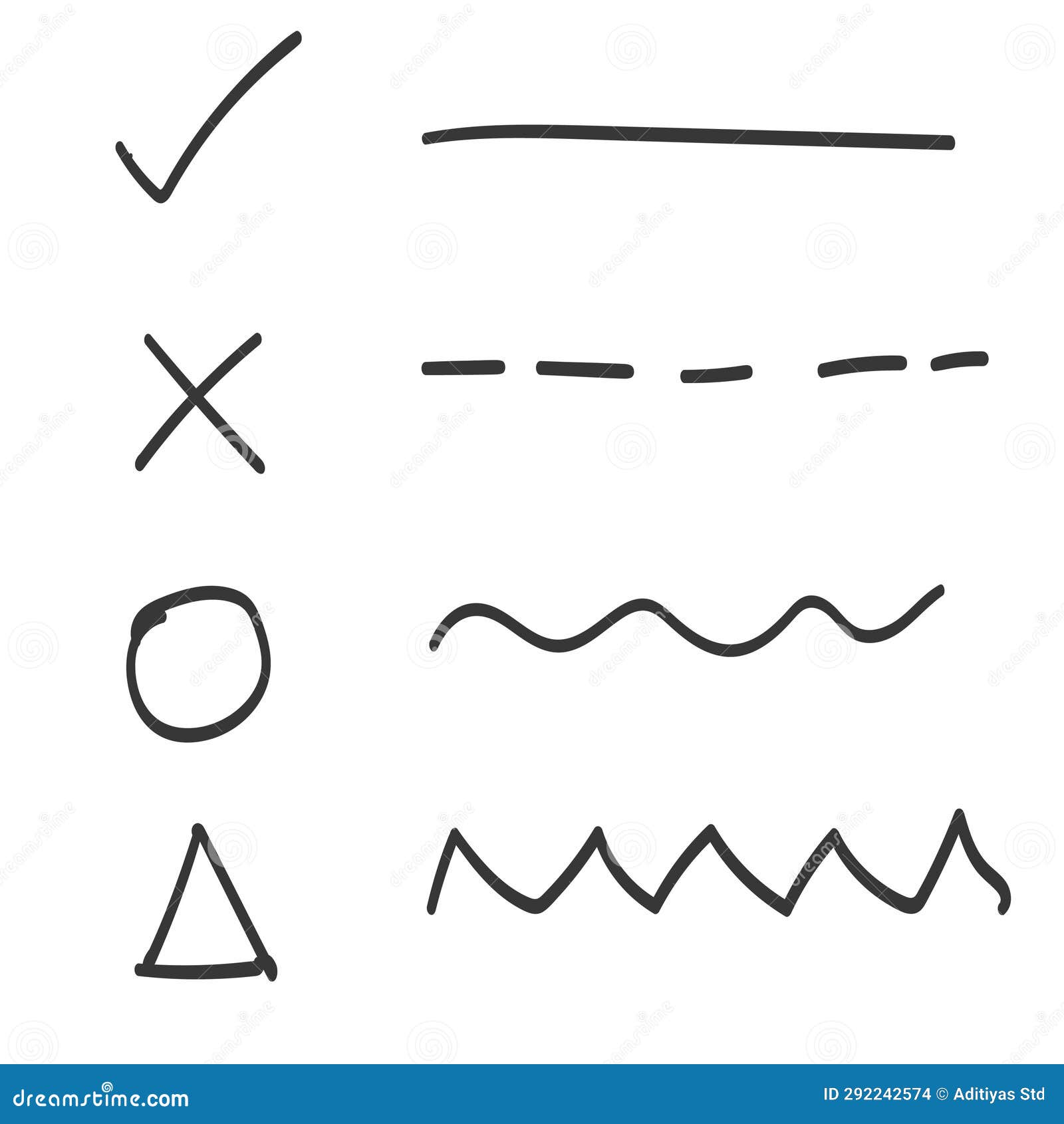 Doodle Hand Drawing Shapes Outline Stock Illustration - Illustration of ...