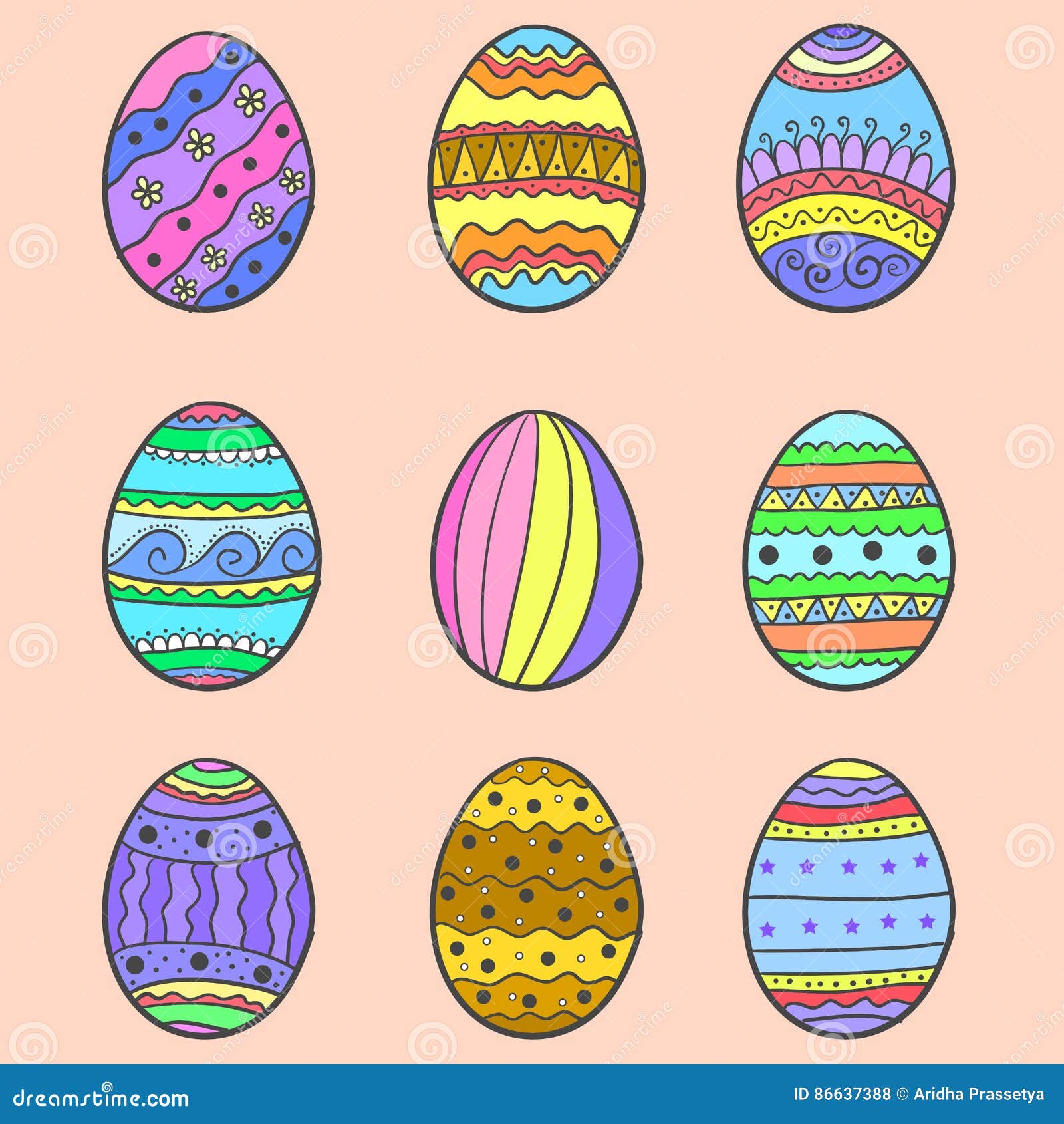 Doodle of Easter Egg Set Illustration Vector Stock Vector ...