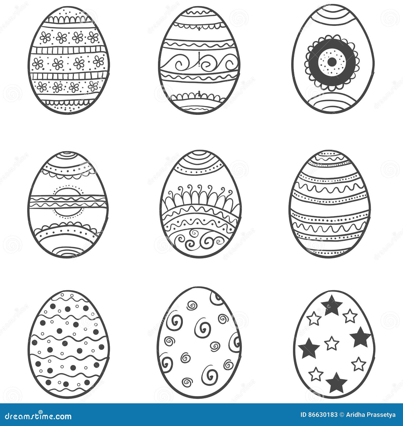 Doodle of Easter Egg Set Various Stock Vector - Illustration of bunny ...