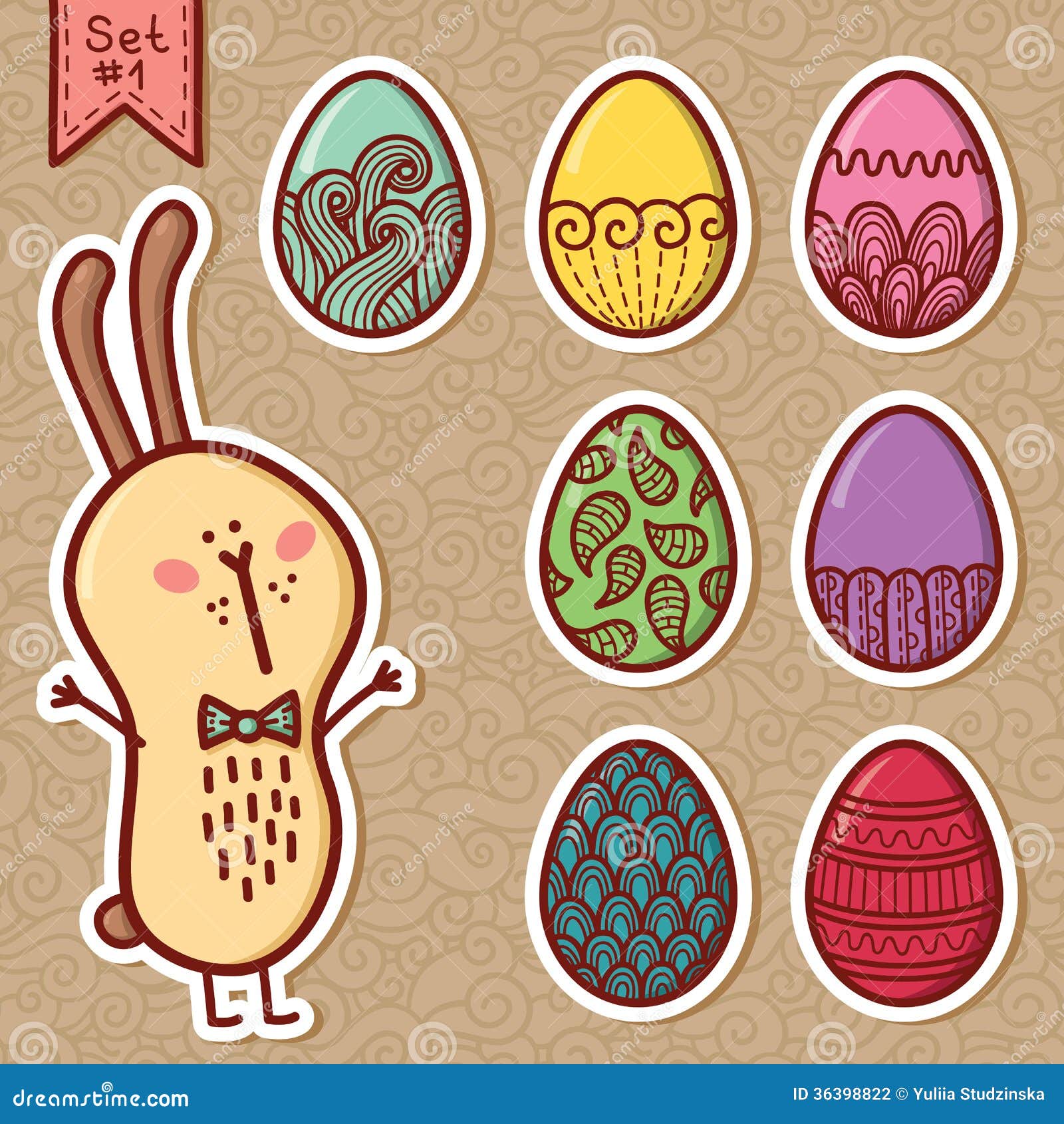Doodle easter eggs. stock vector. Illustration of design - 36398822
