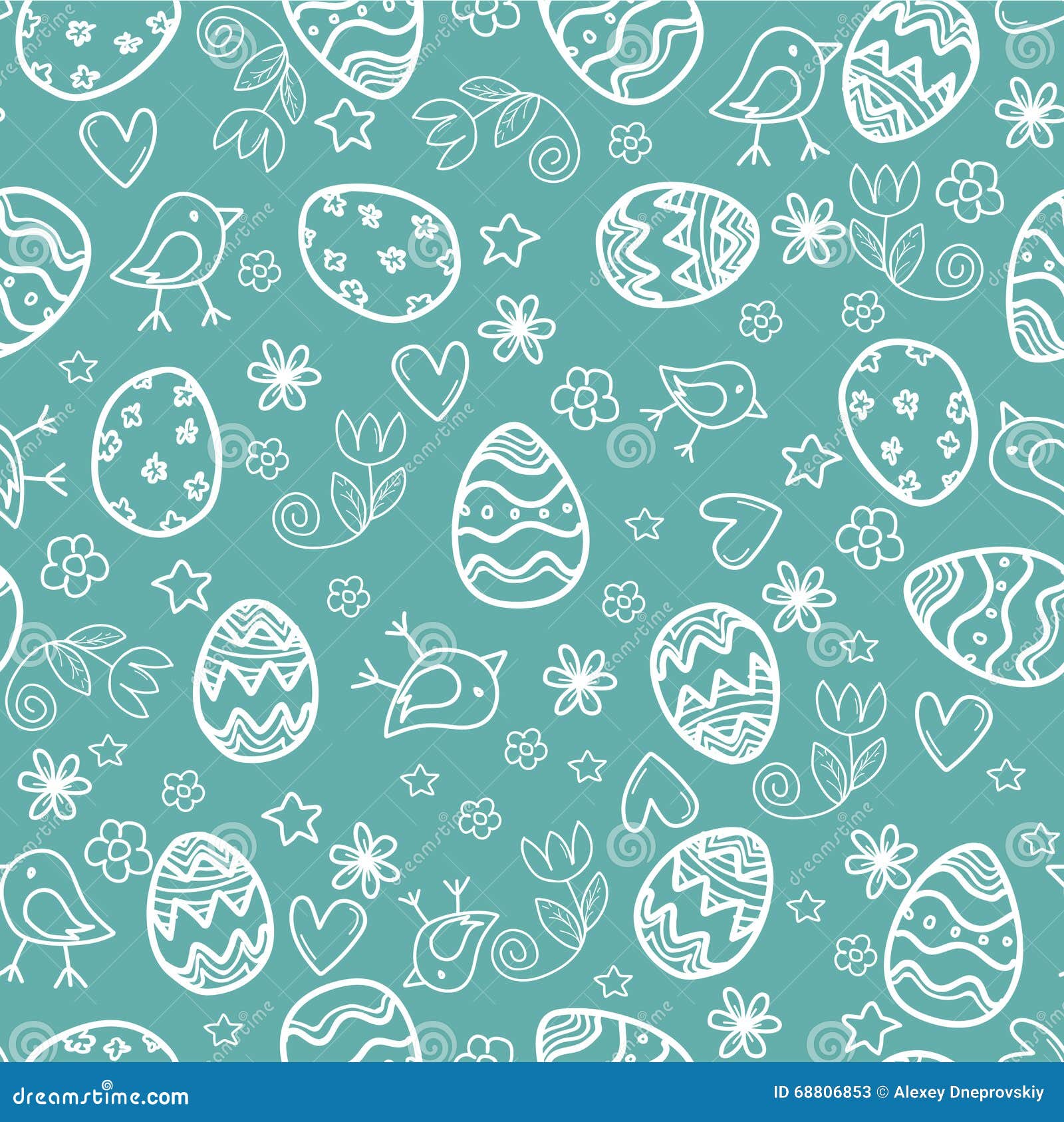 Doodle Easter Kulich Cakes In Circle. Vector Illustration ...