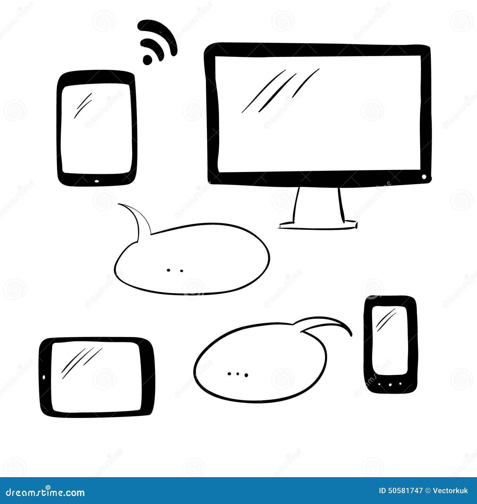 Doodle electronic devices stock vector. Illustration of communication ...
