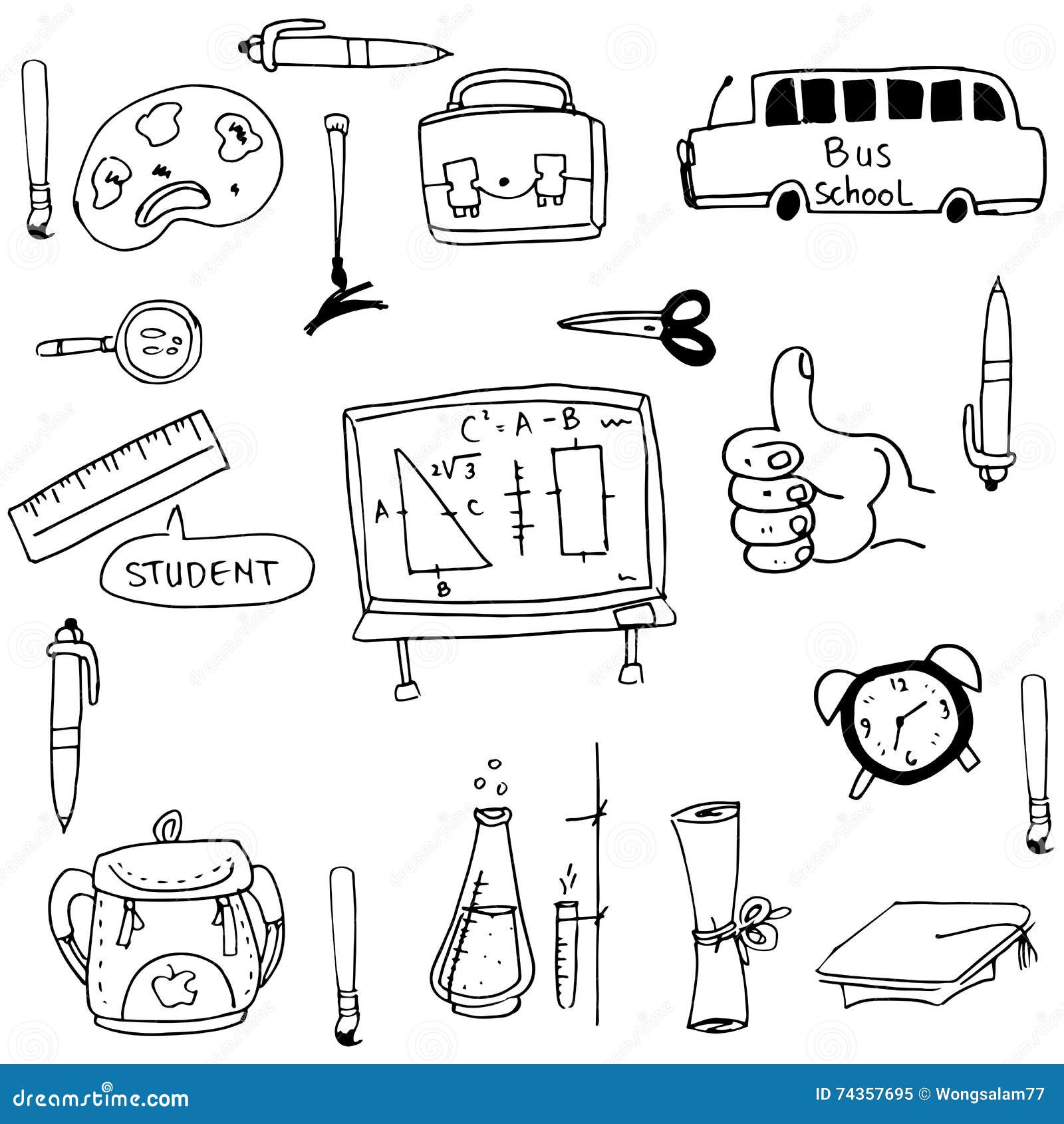 Doodle of Element Hand Draw School Stock Vector - Illustration of ...