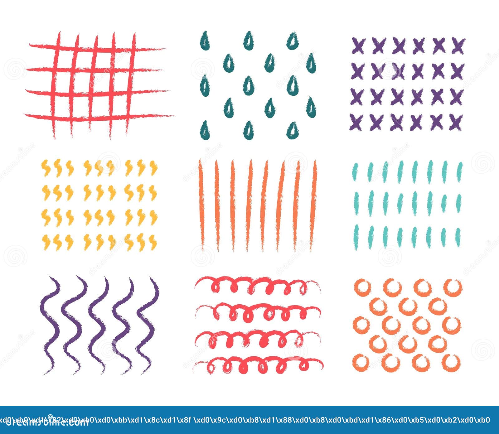 Doodle Elements. Color Pencil Drawing. Arrows and Crosses. Parallel ...