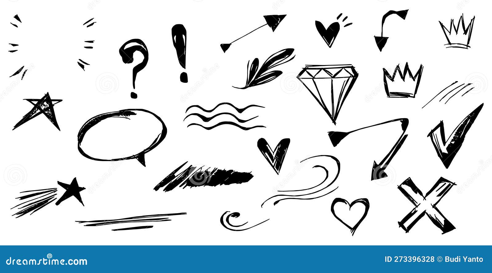 Doodle Emphasis Elements For Concept Design On Set. Isolated On White ...